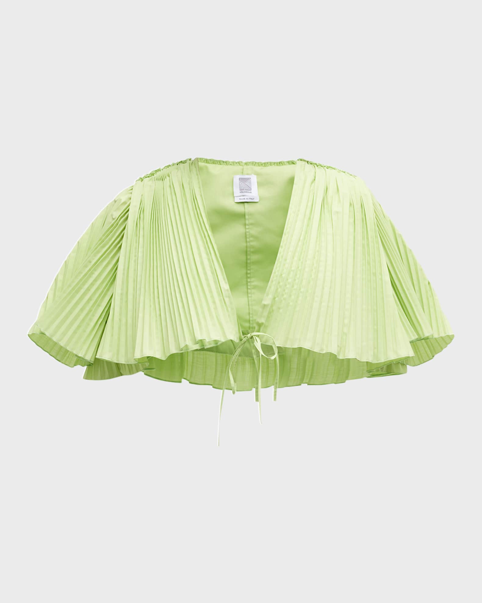 Rosie Assoulin Knife Pleated Crop Capelet Top | Neiman Marcus