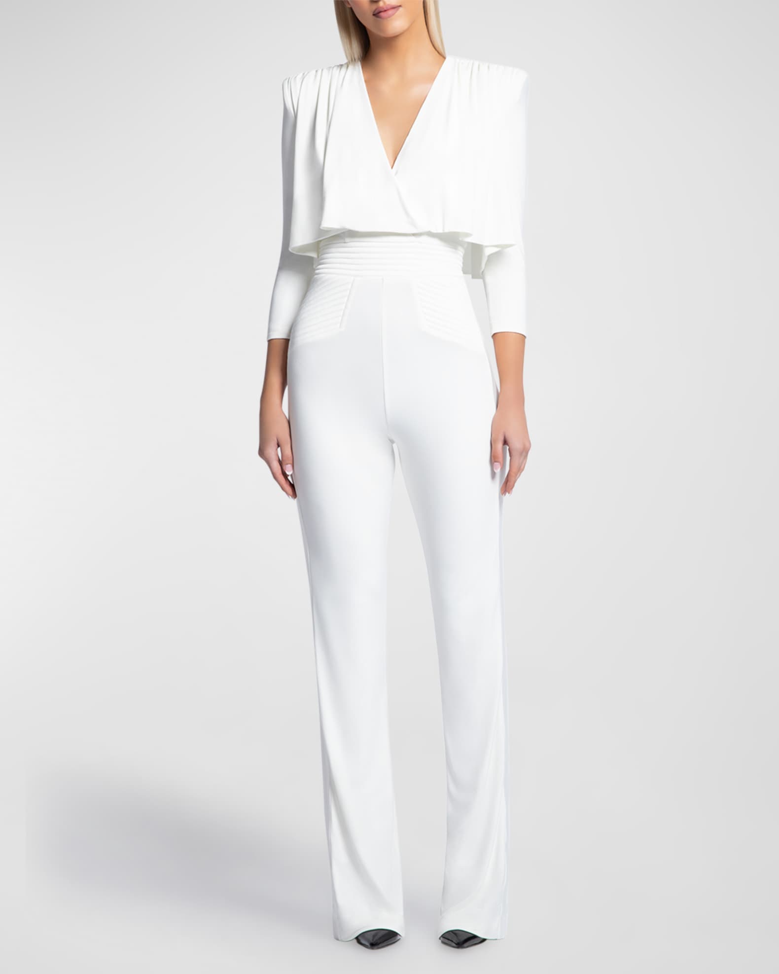 ZHIVAGO The Will Flared-Leg Jersey Cape Jumpsuit | Neiman Marcus