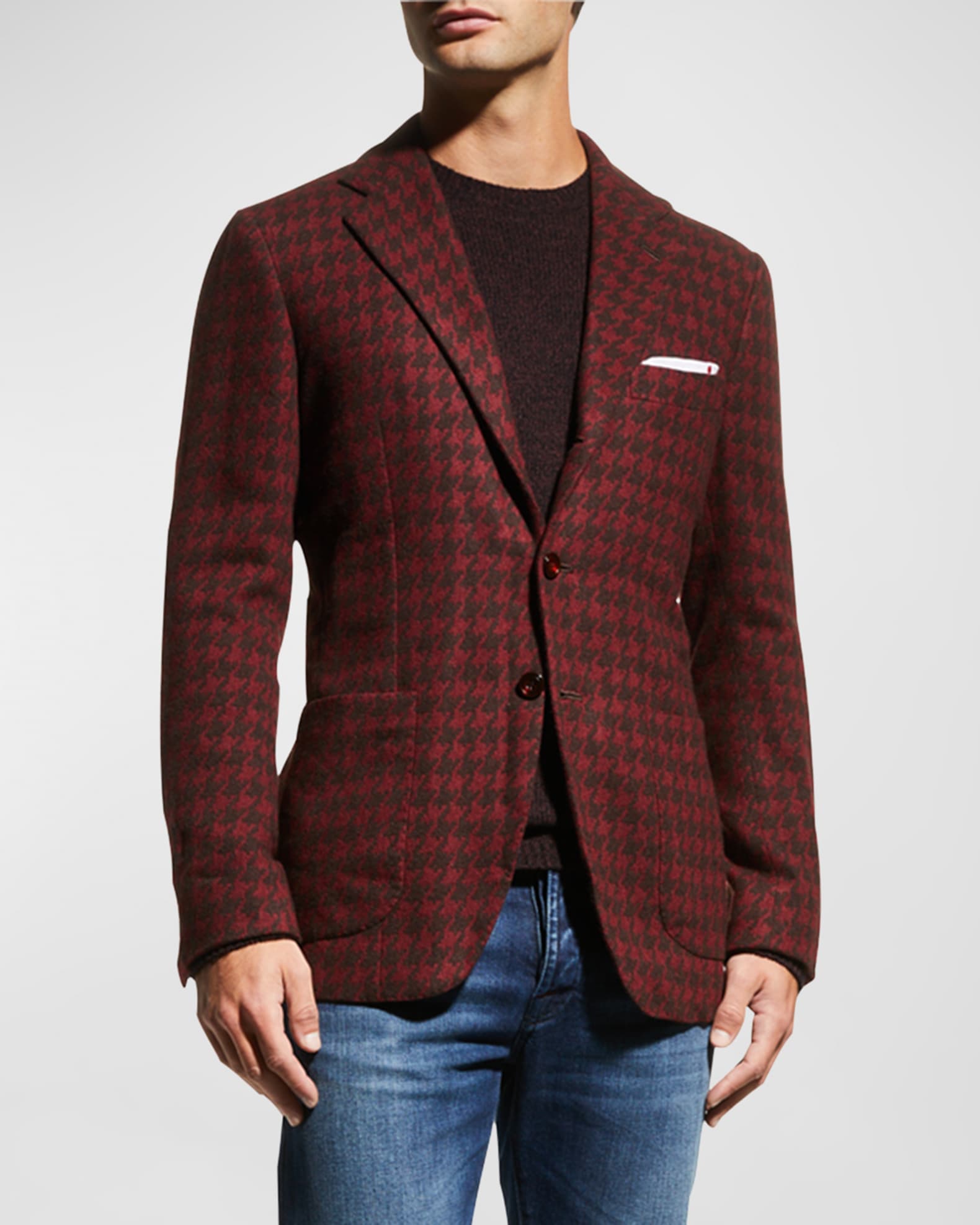 Kiton Men's Cashmere Houndstooth Sport Coat | Neiman Marcus