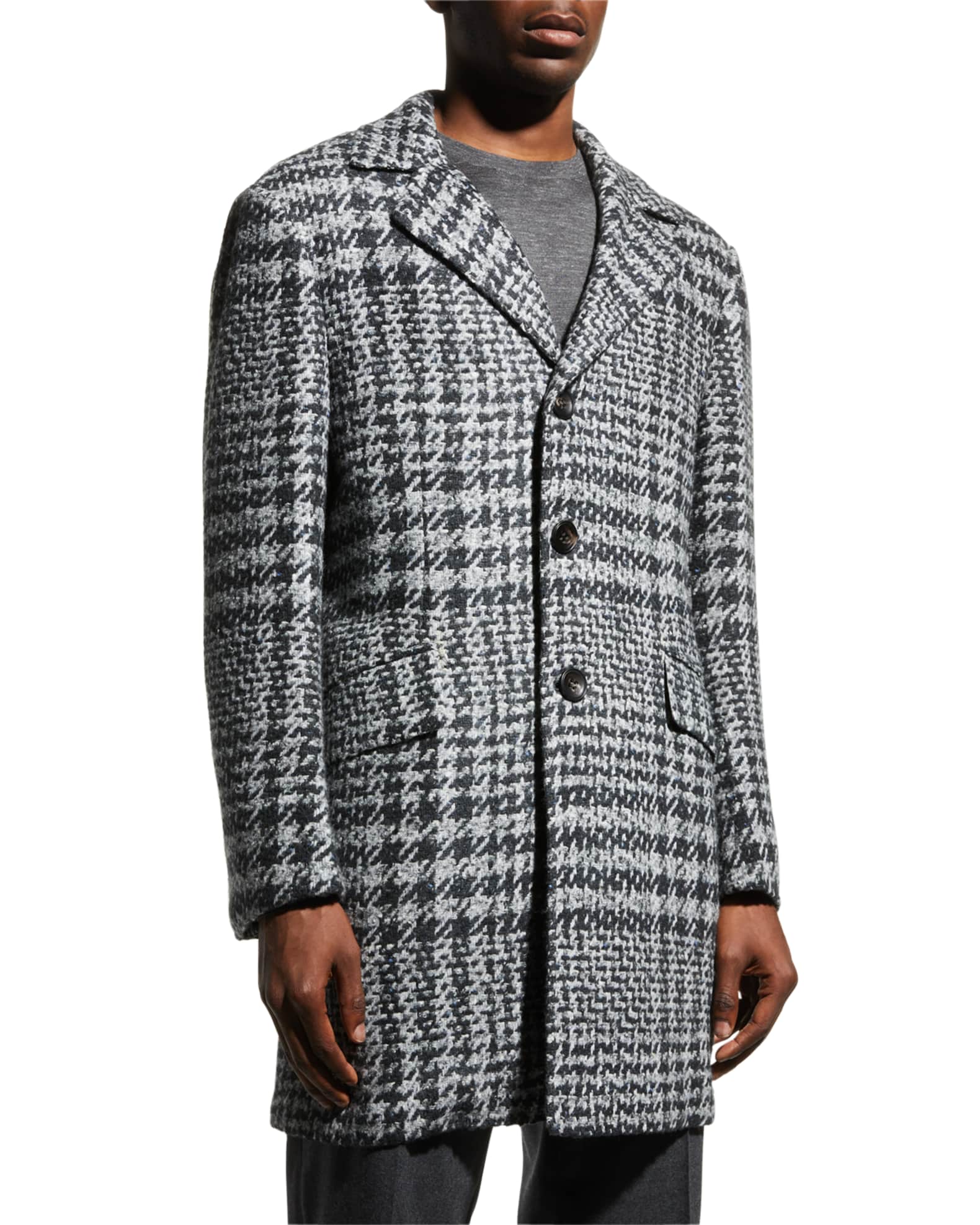 Kiton Men's Single-Breasted Plaid Car Coat | Neiman Marcus