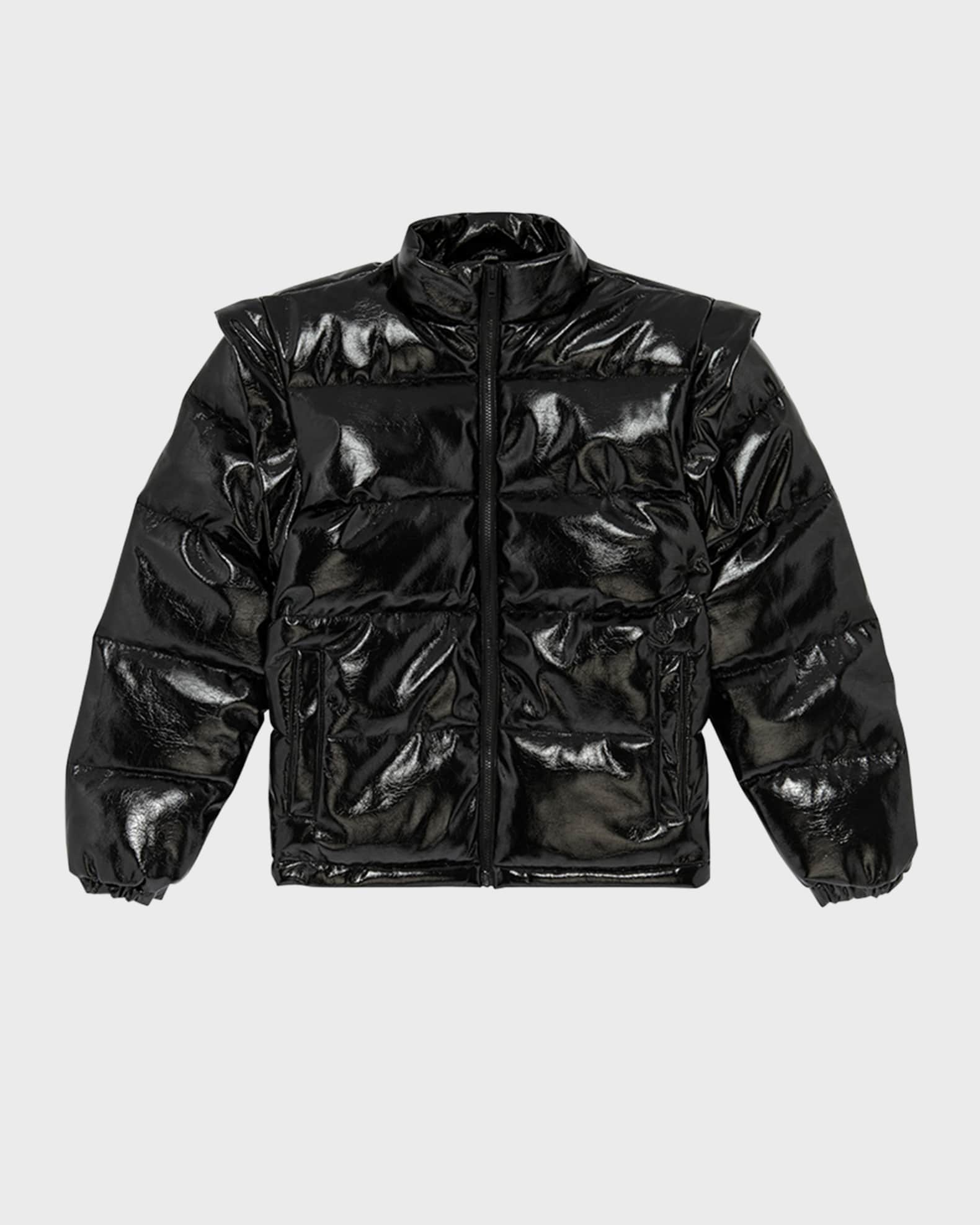 We Wore What Snap-Off Sleeve Patent Faux Leather Puffer Jacket | Neiman ...