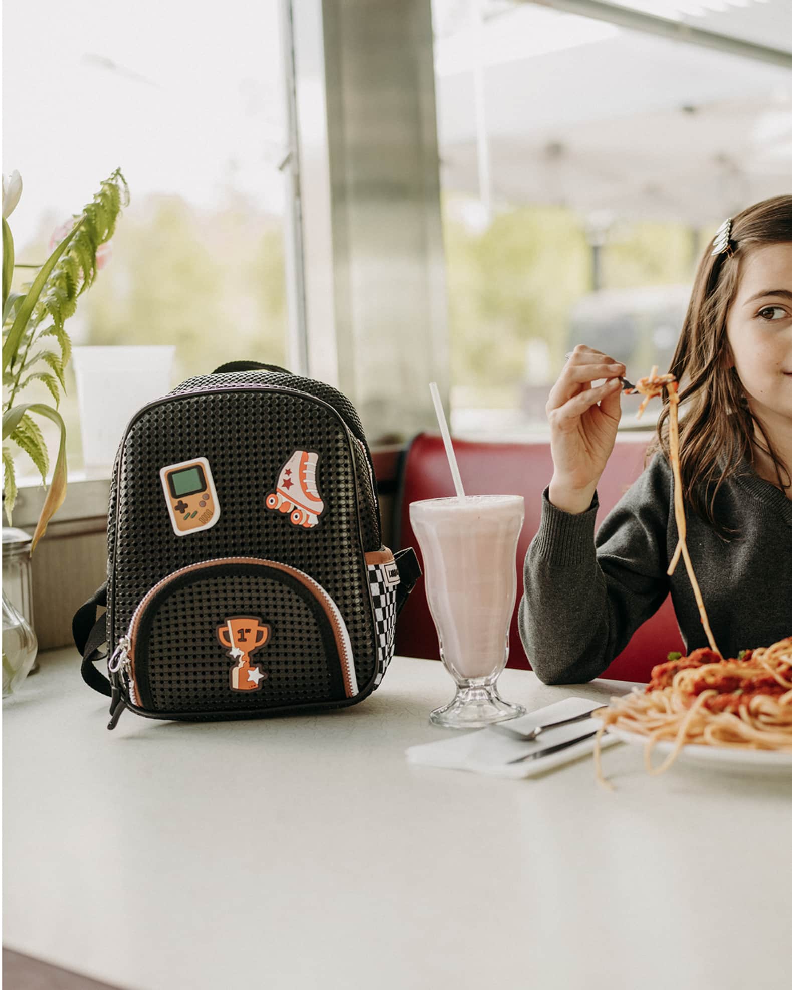 Light+Nine Kid's Little Miss Checkered Black Backpack | Neiman Marcus