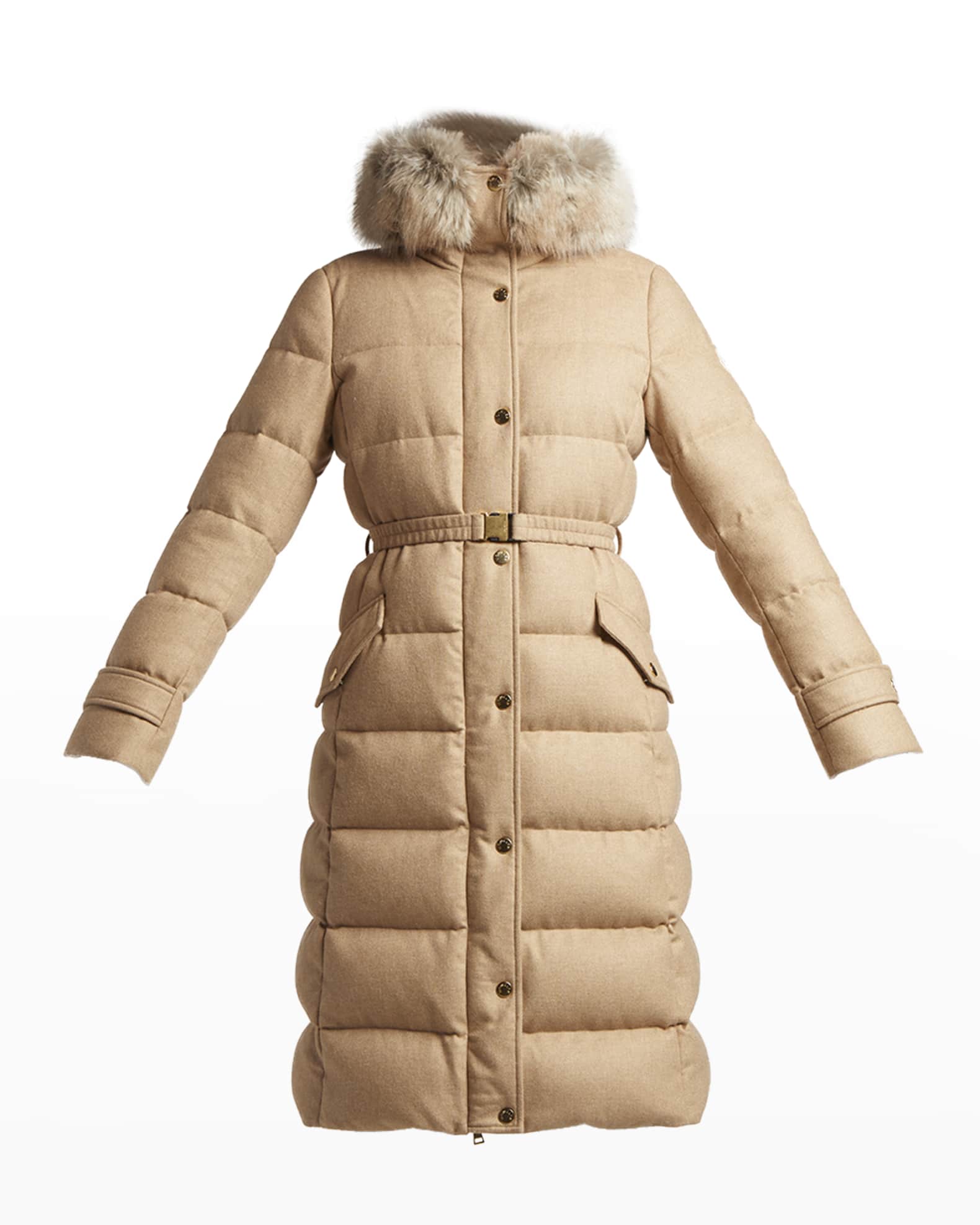 Moncler Glere Belted Long Puffer Coat | Neiman Marcus