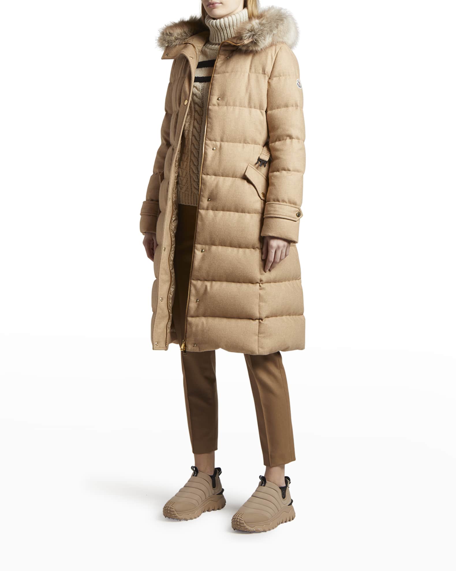 Moncler Glere Belted Long Puffer Coat | Neiman Marcus