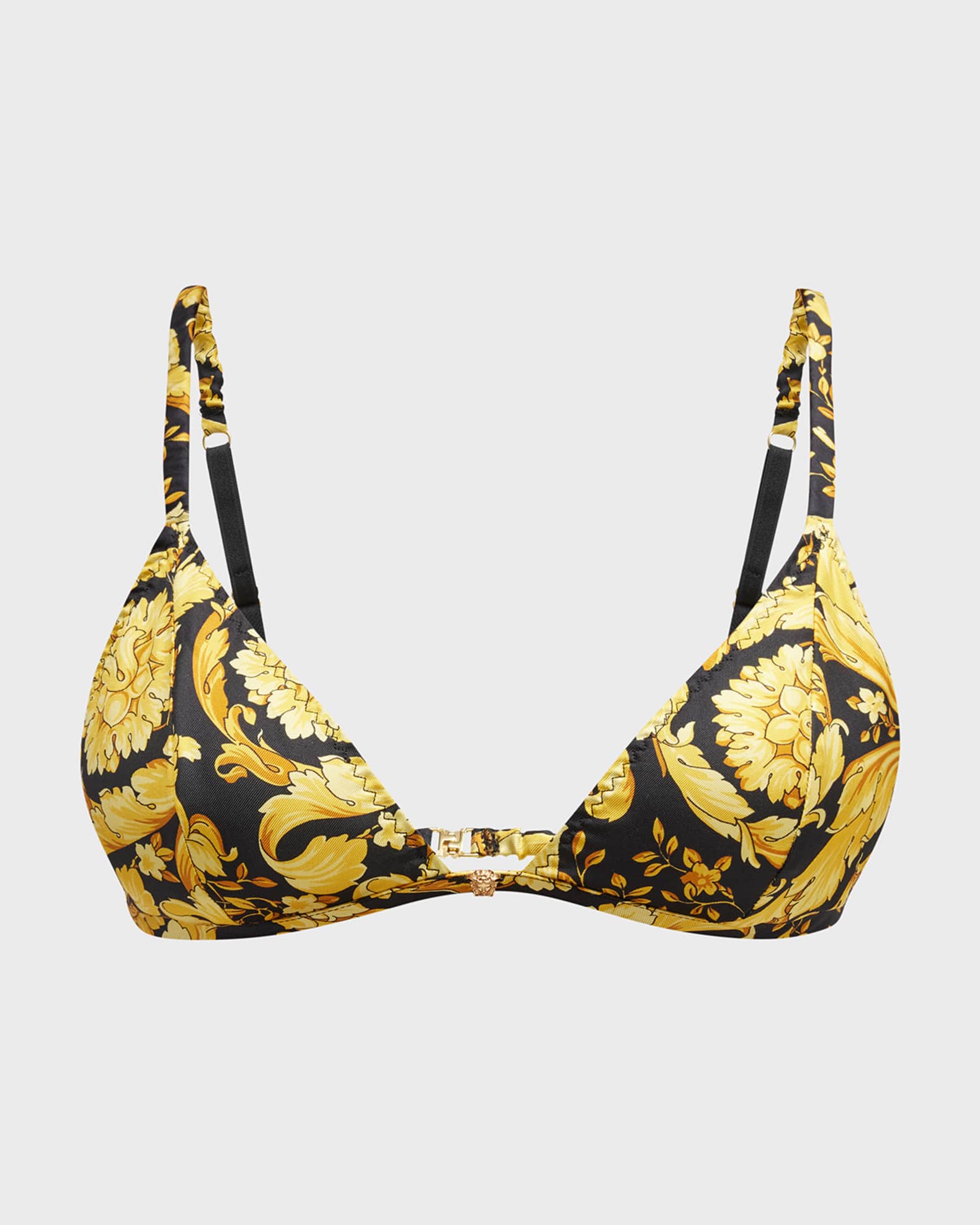 Versace Barocco-Print Wireless Triangle Bralette | Neiman Marcus