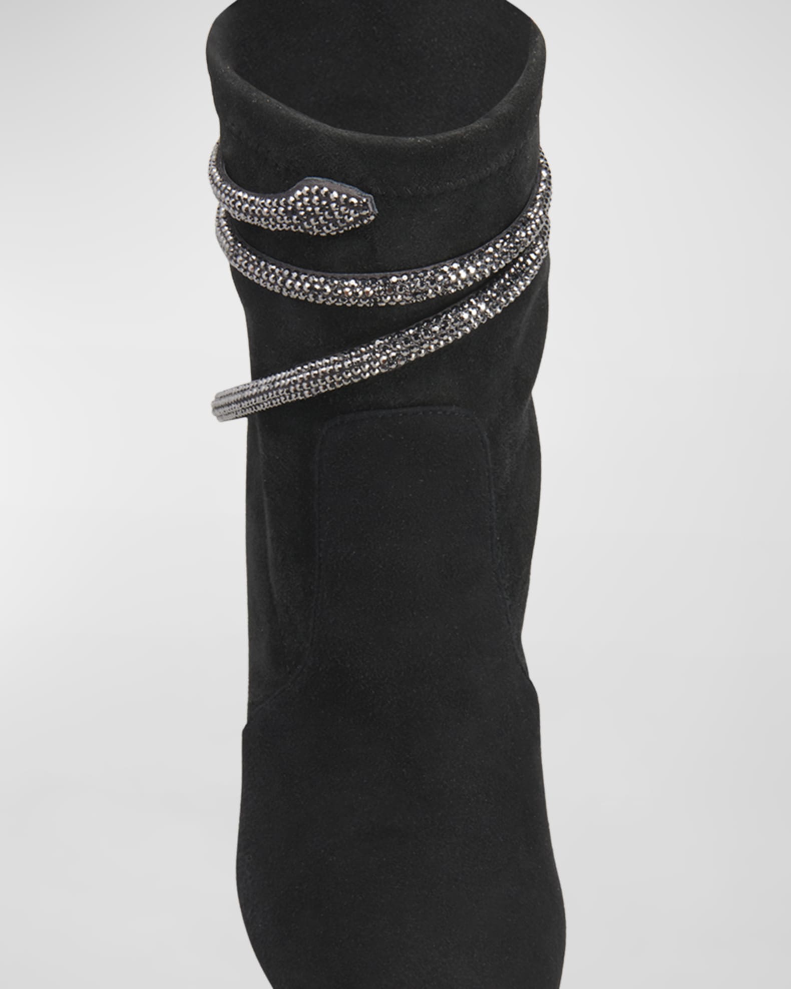 Rene Caovilla Suede Strass Snake Ankle Boots | Neiman Marcus