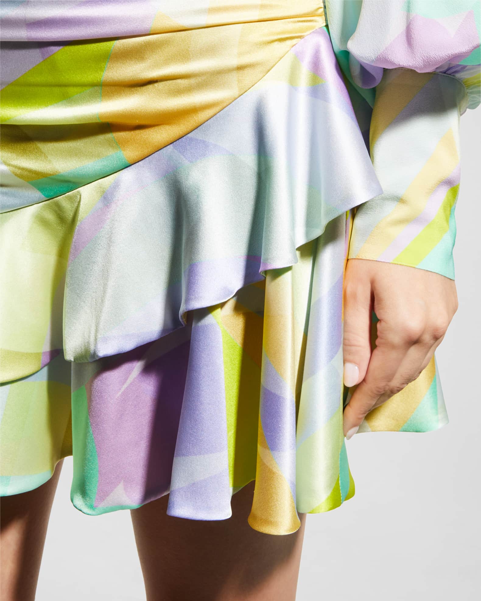 Adriana Iglesias Uma Ruched Ruffle Mini Skirt | Neiman Marcus