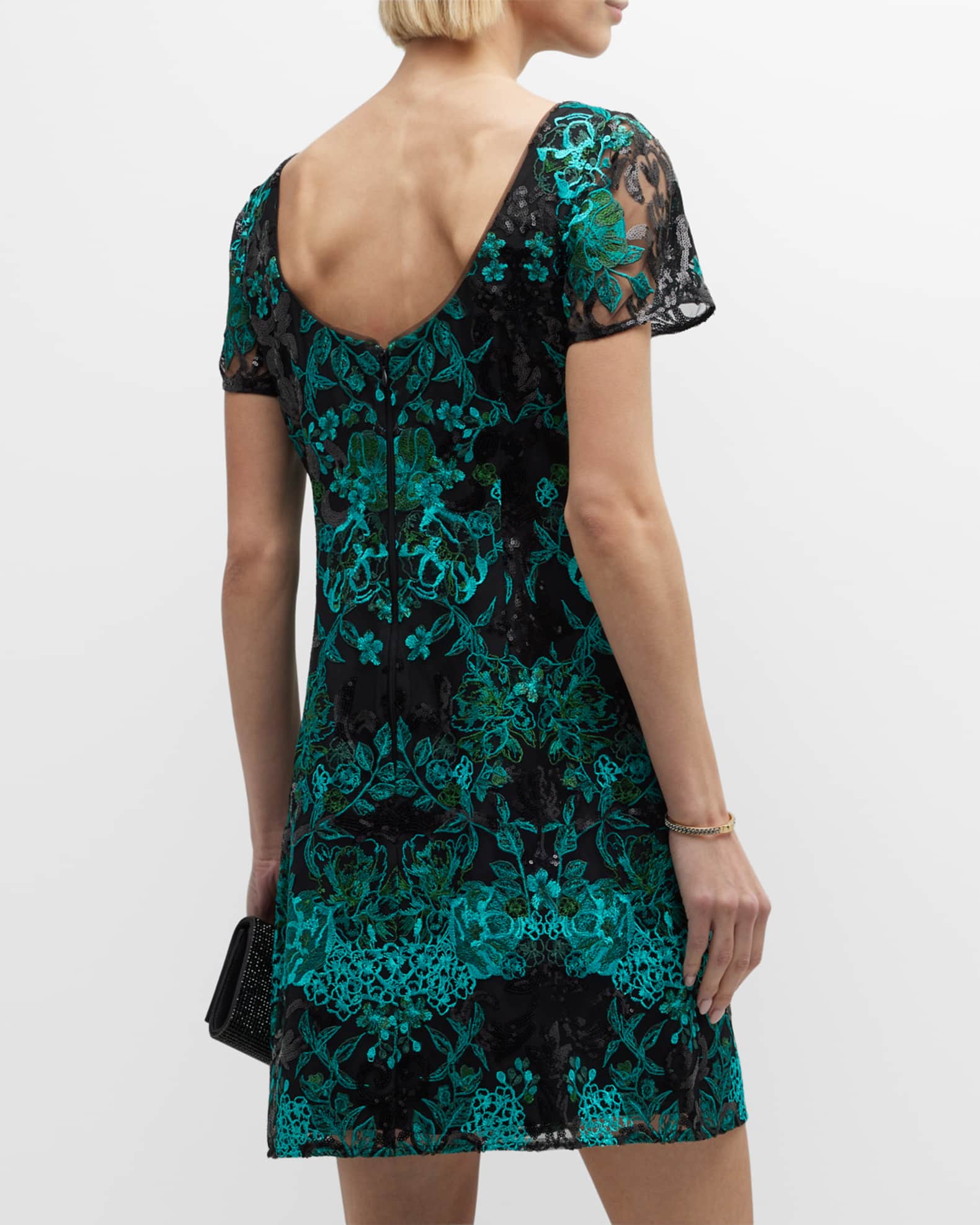 Marchesa Notte Embroidered Sequin Mini Dress | Neiman Marcus