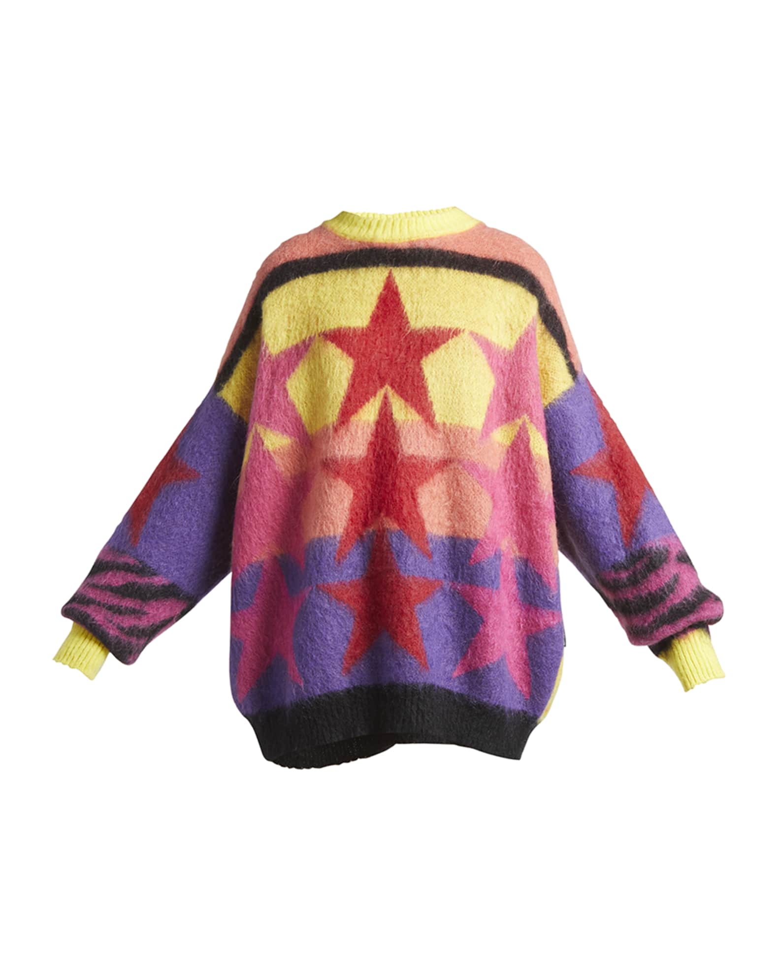 Palm Angels Colorblock Star Crewneck Sweater | Neiman Marcus