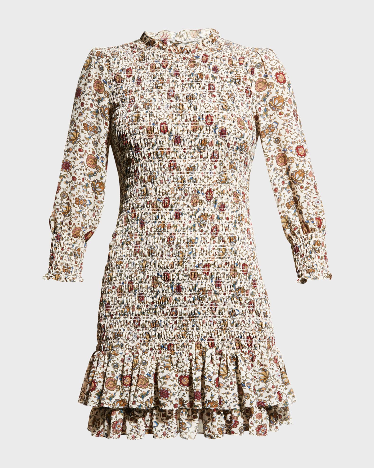 Veronica Beard Farha Floral Smocked Mini Dress | Neiman Marcus