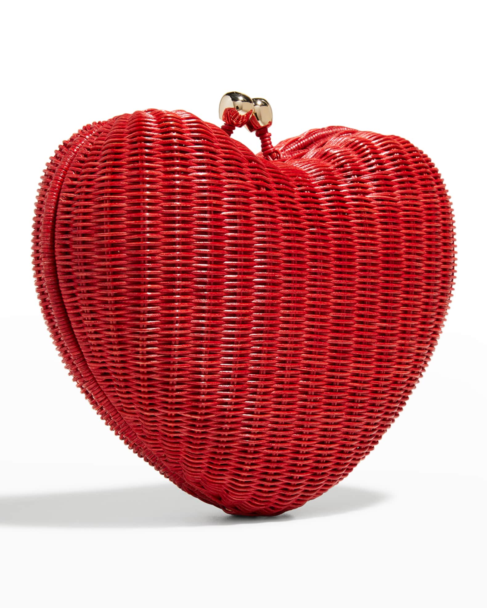 Serpui Precious Heart Wicker Clutch Bag | Neiman Marcus