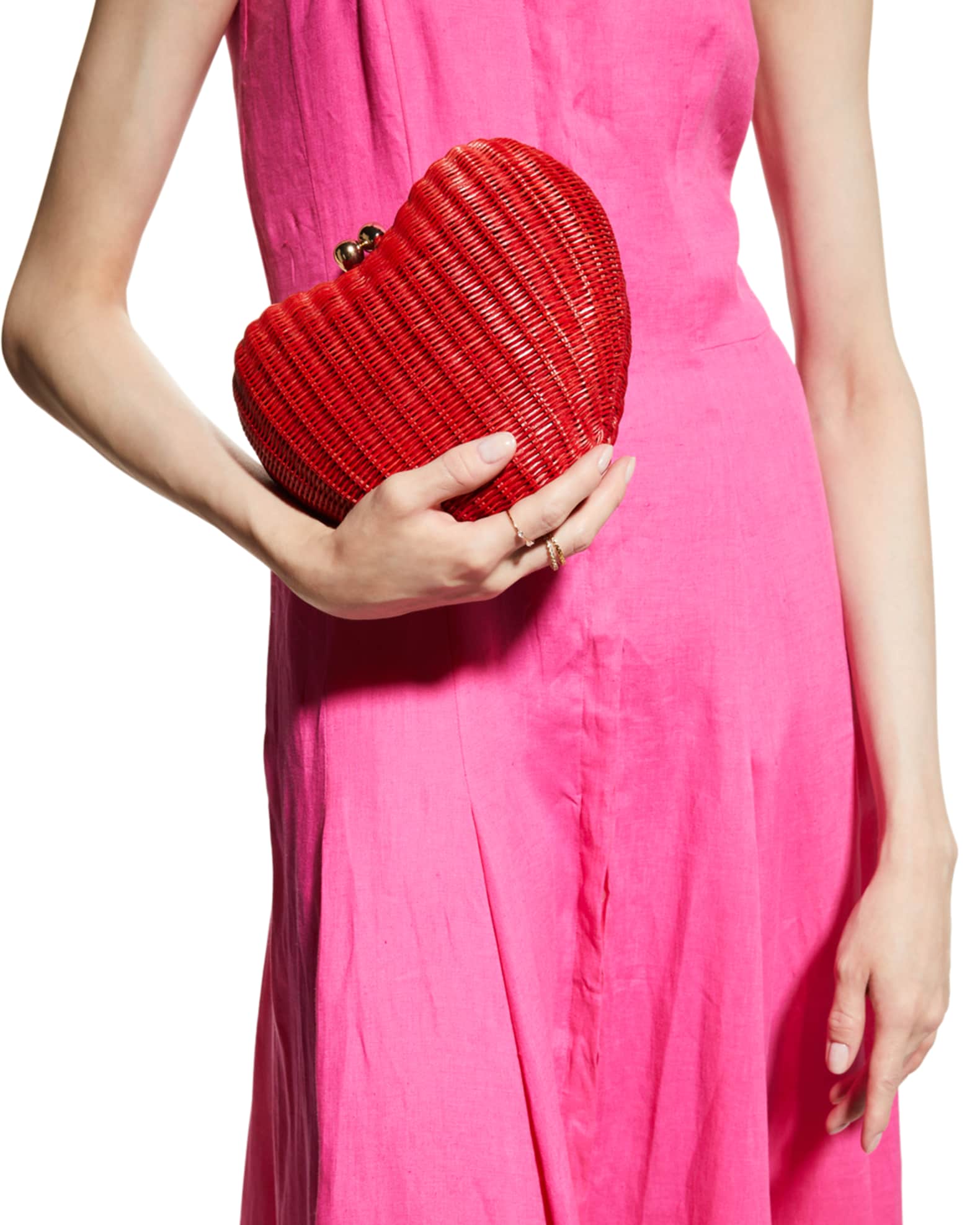Serpui Precious Heart Wicker Clutch Bag | Neiman Marcus