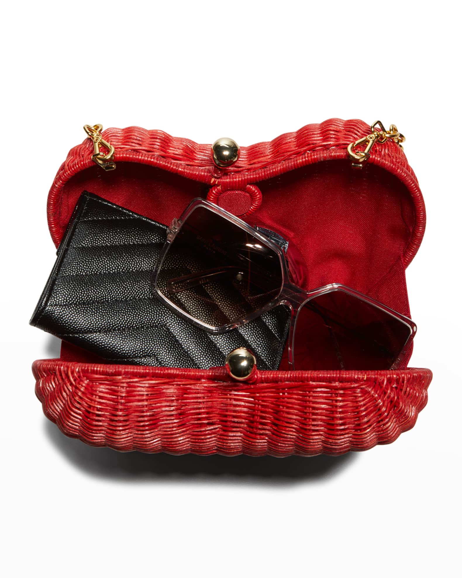Serpui Precious Heart Wicker Clutch Bag | Neiman Marcus