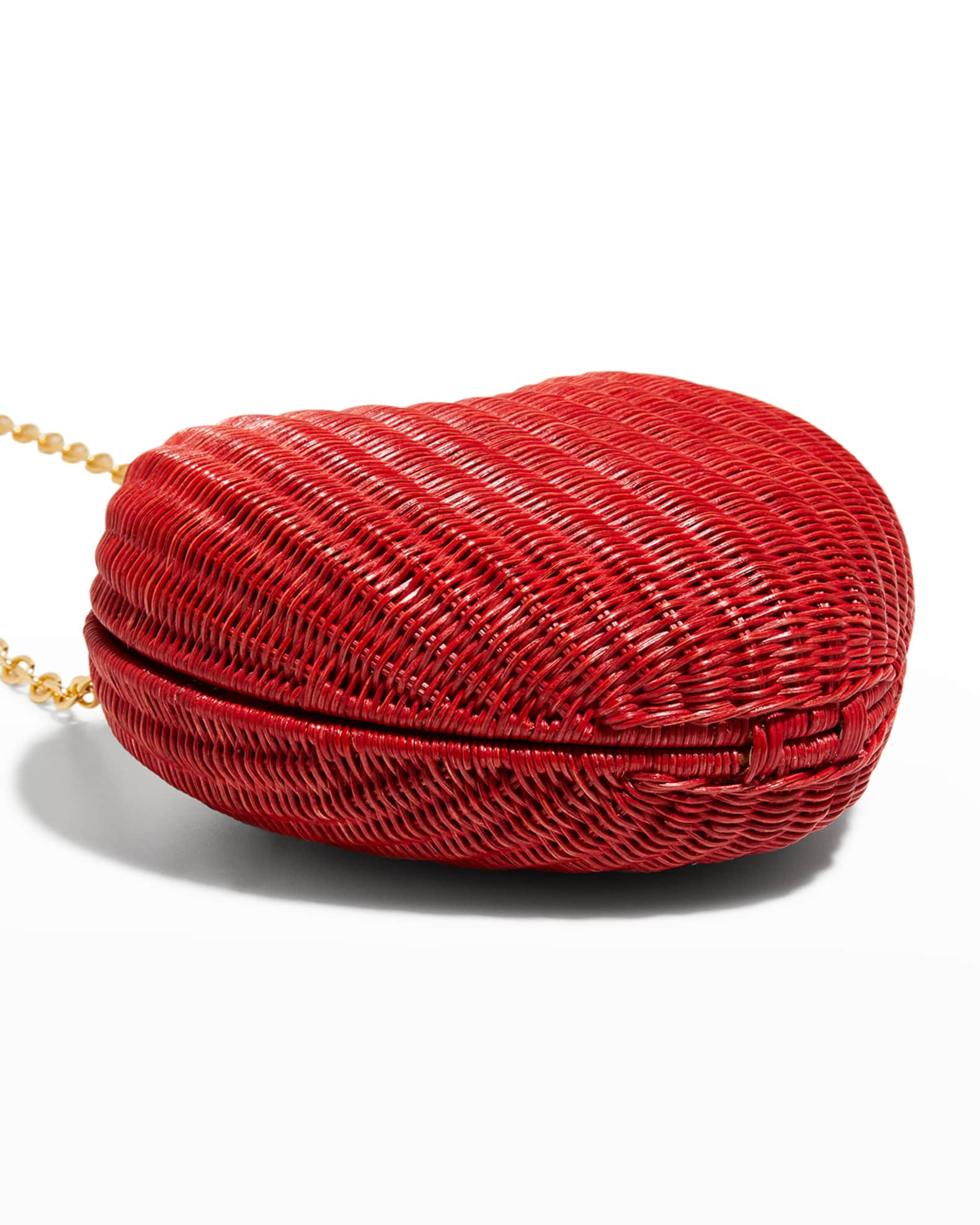 Serpui Precious Heart Wicker Clutch Bag | Neiman Marcus