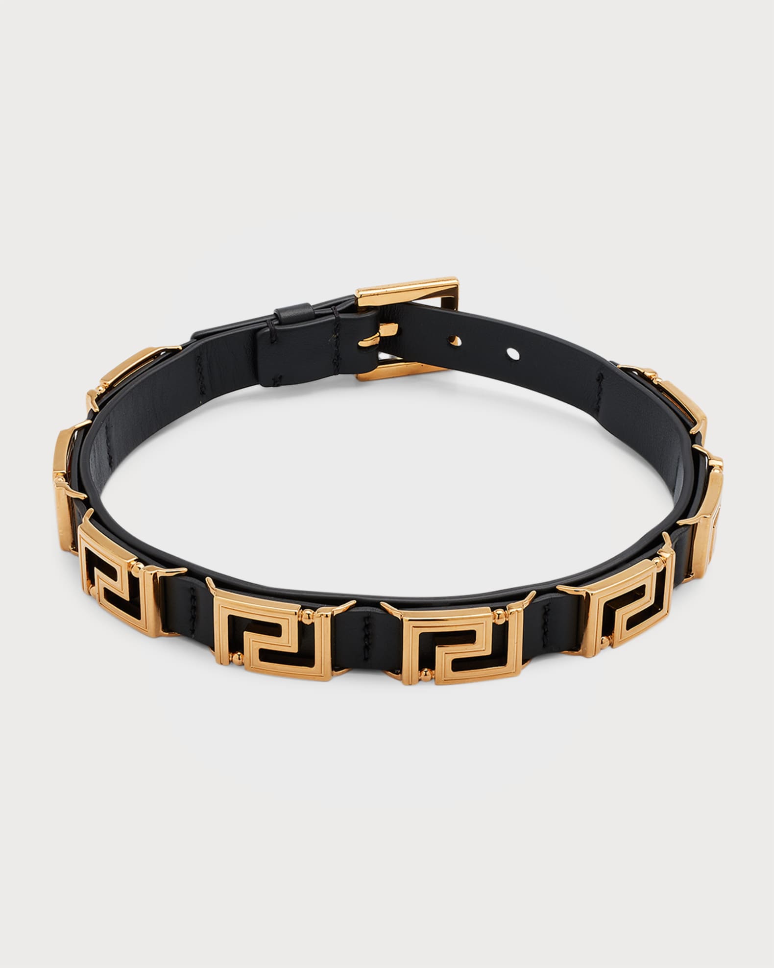 Versace Greca Metal Leather Choker Necklace | Neiman Marcus