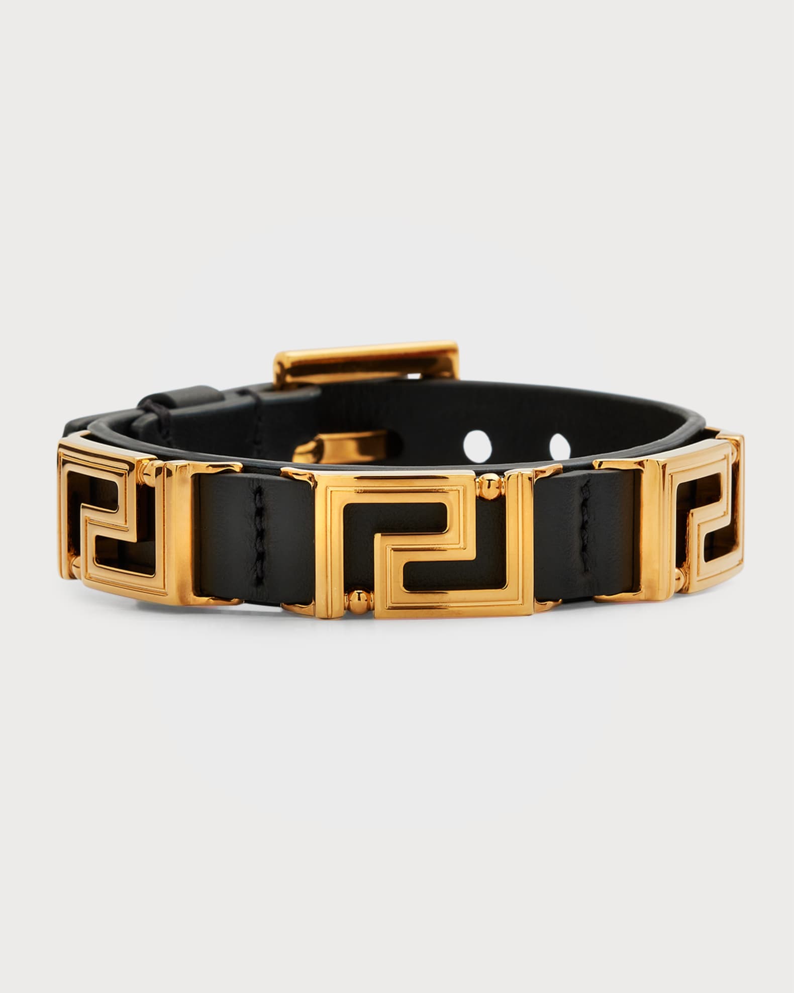 Versace Greca and Leather Buckle Bracelet | Neiman Marcus