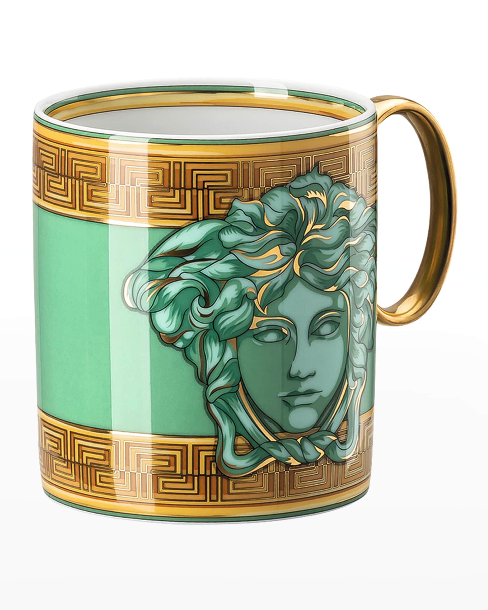 Versace Medusa Amplified Green Coin Mug With Handle | Neiman Marcus