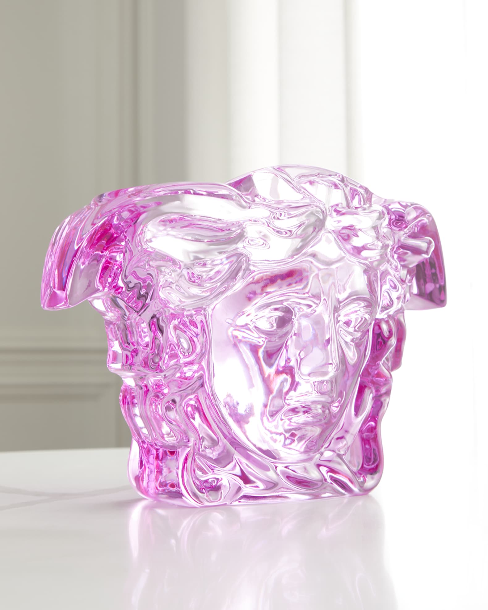 Versace Medusa Grande Pink Crystal Vase - 7.5" | Neiman Marcus