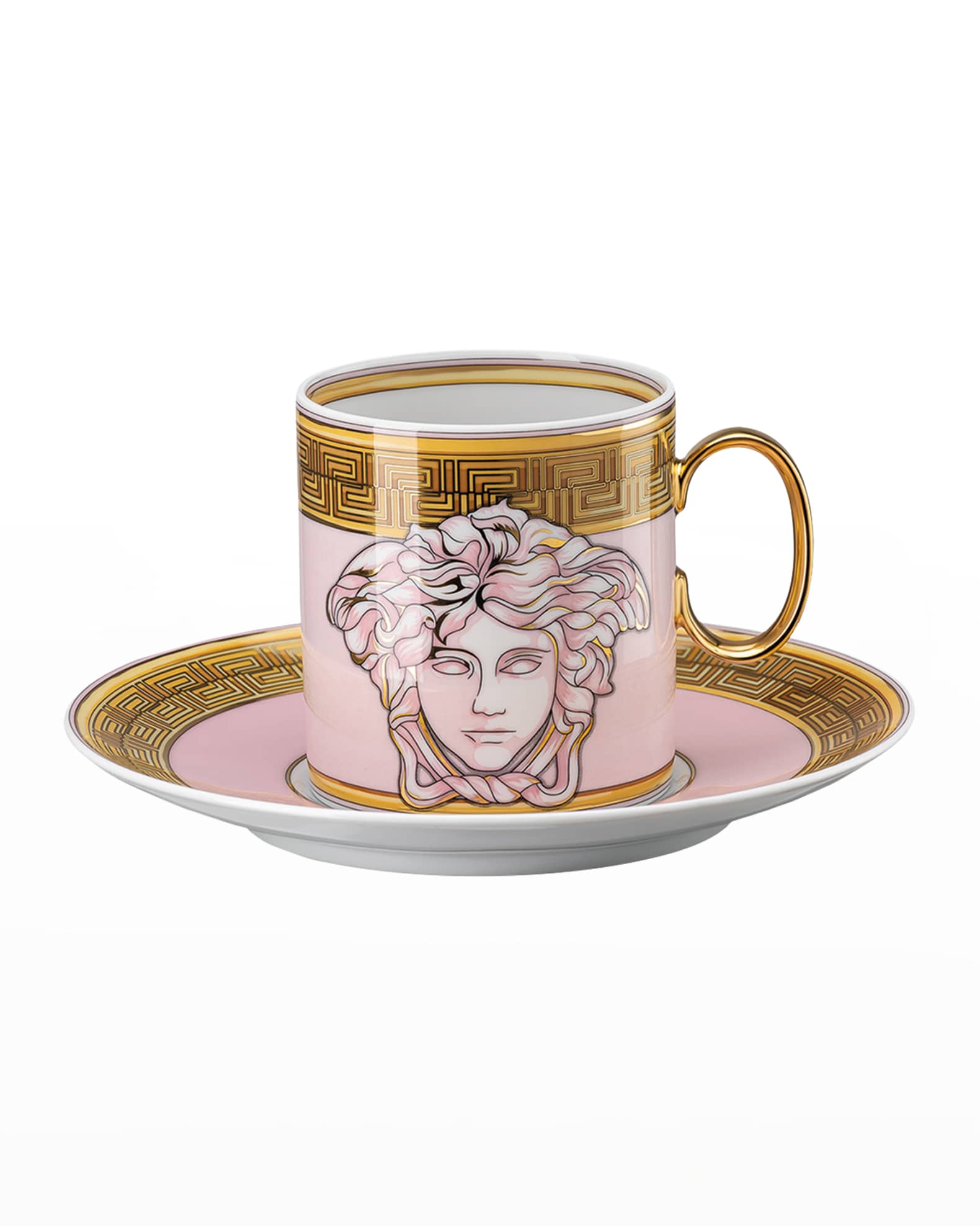 Versace Medusa Amplified Pink Coin Coffee Cup and Saucer 6 in | Neiman ...