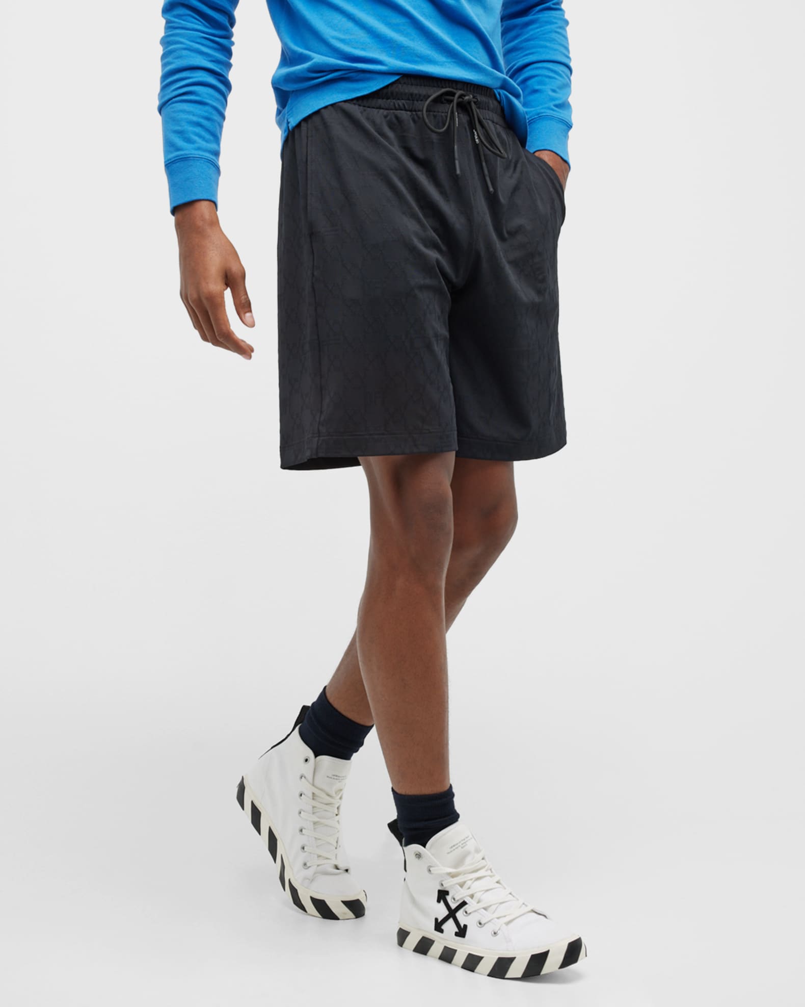 Off-White Men's Tonal Jacquard Track Shorts | Neiman Marcus
