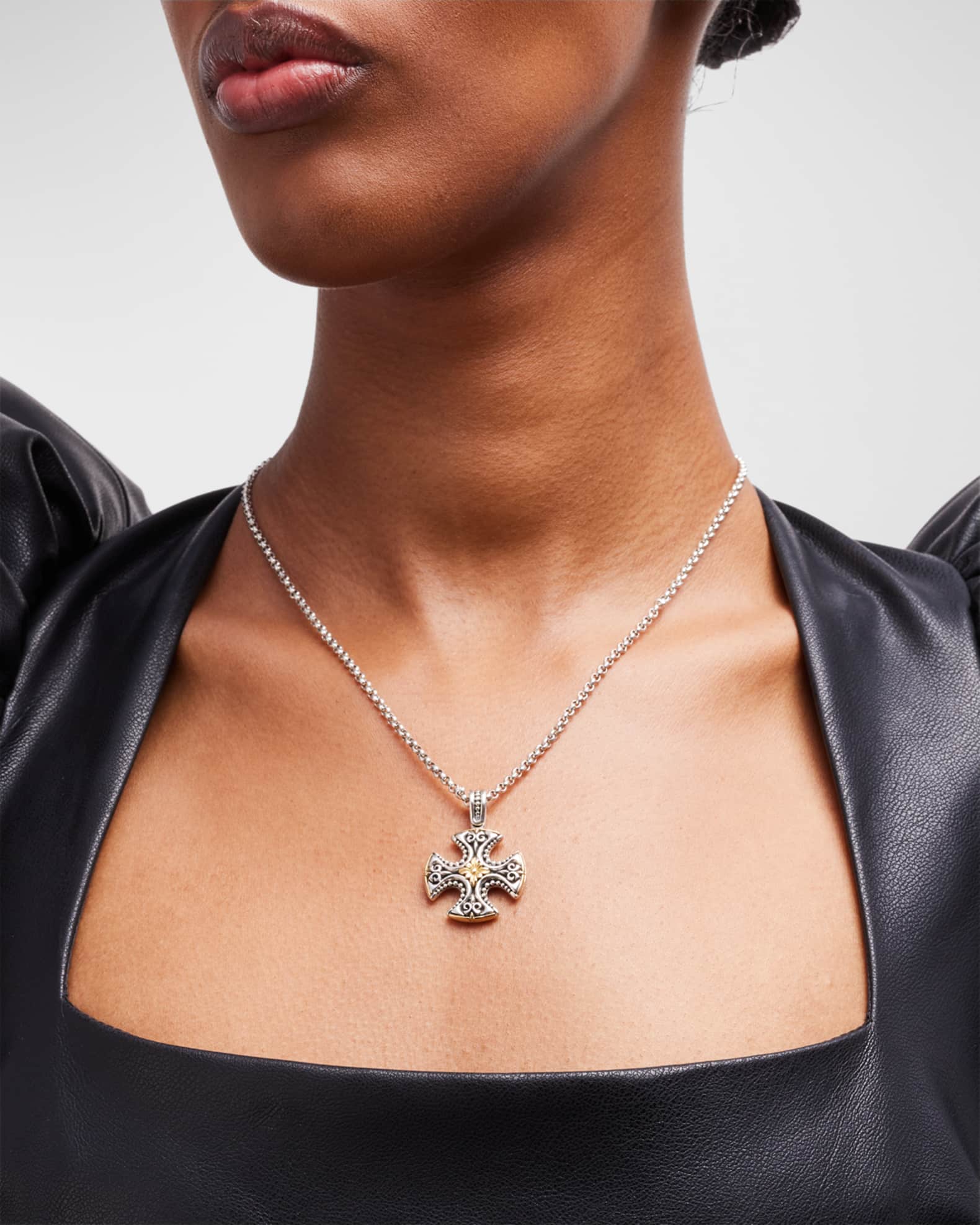Konstantino Two-Tone Maltese Cross Pendant | Neiman Marcus