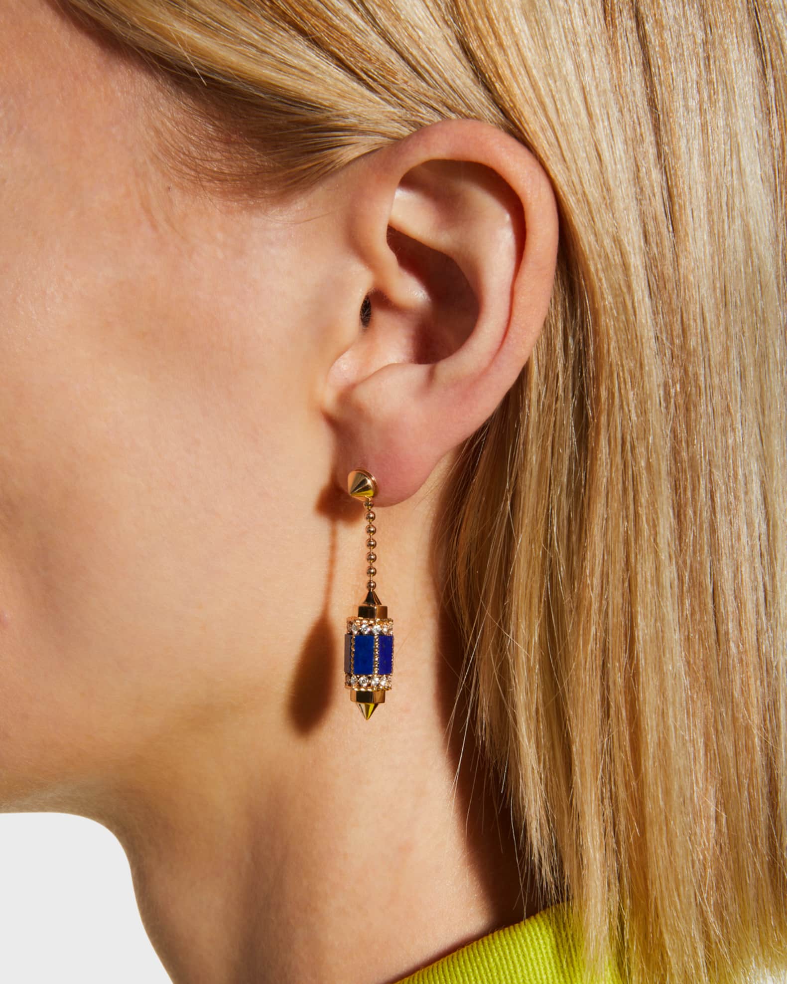 Roberto Coin 18k Rose Gold Diamond & Lapis Drop Earrings | Neiman Marcus
