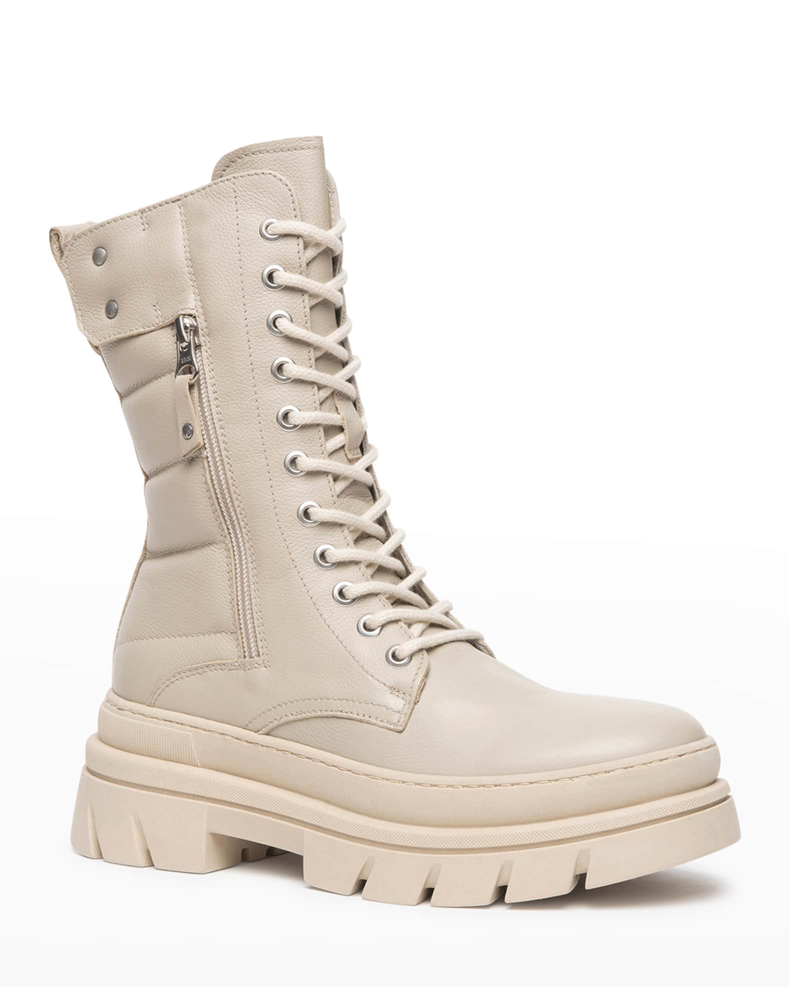 NeroGiardini Quilted Calfskin Dual-Zip Moto Boots | Neiman Marcus