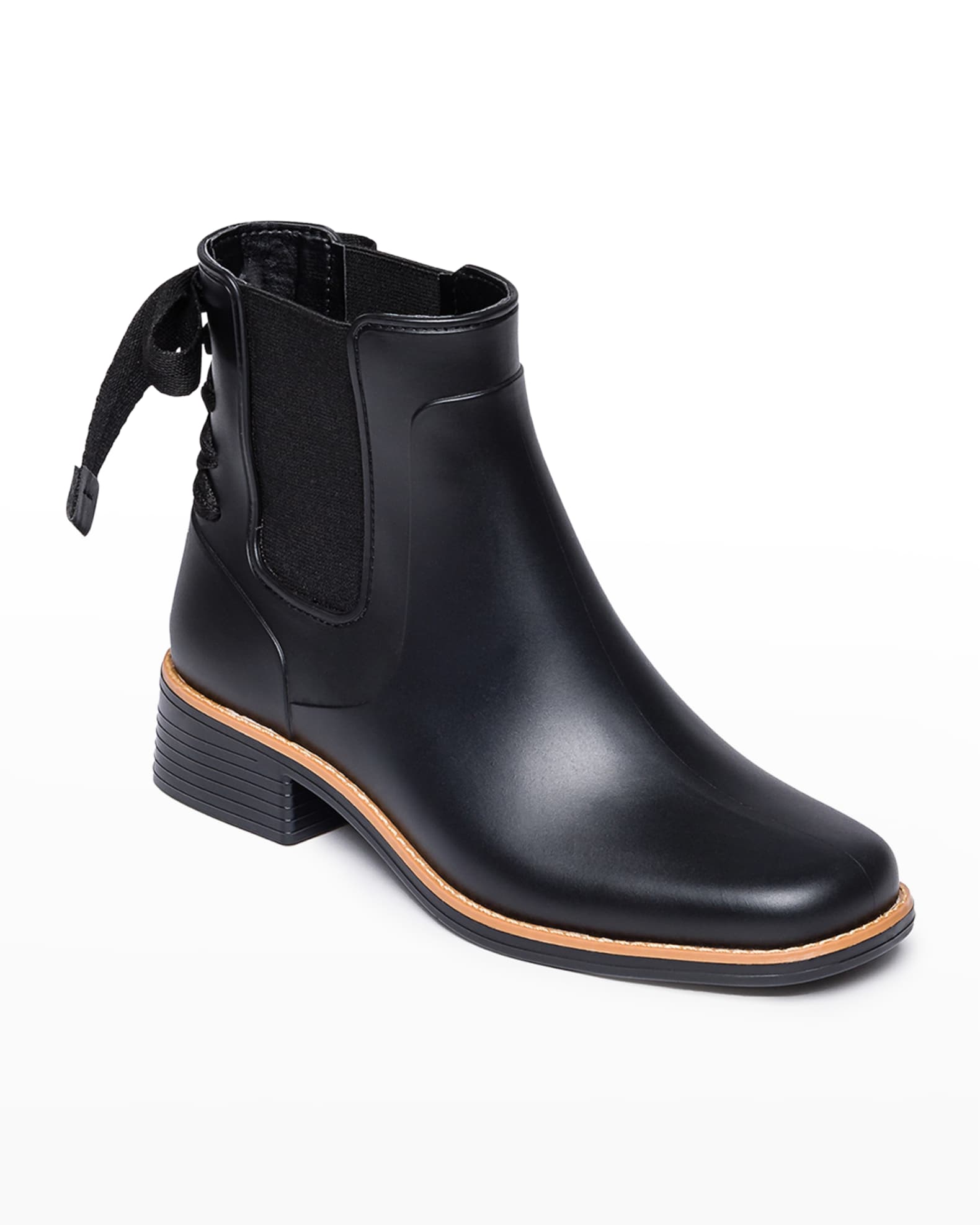Bernardo Briton Lace-Up Rubber Rain Booties | Neiman Marcus