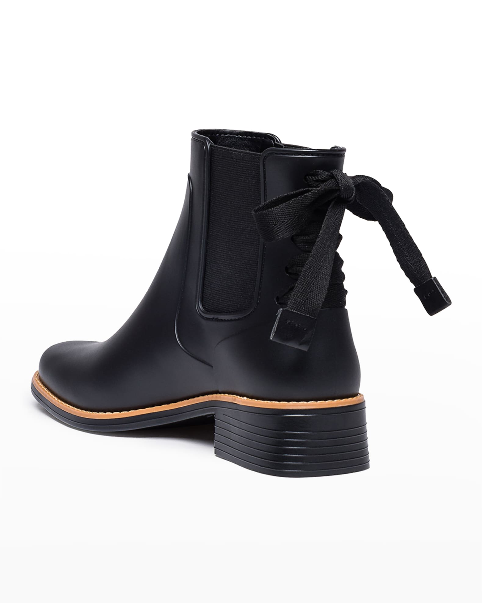 Bernardo Briton Lace-Up Rubber Rain Booties | Neiman Marcus