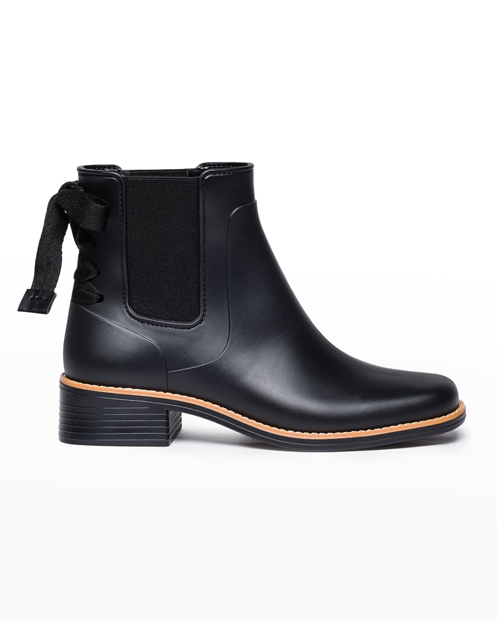 Bernardo Briton Lace-Up Rubber Rain Booties | Neiman Marcus