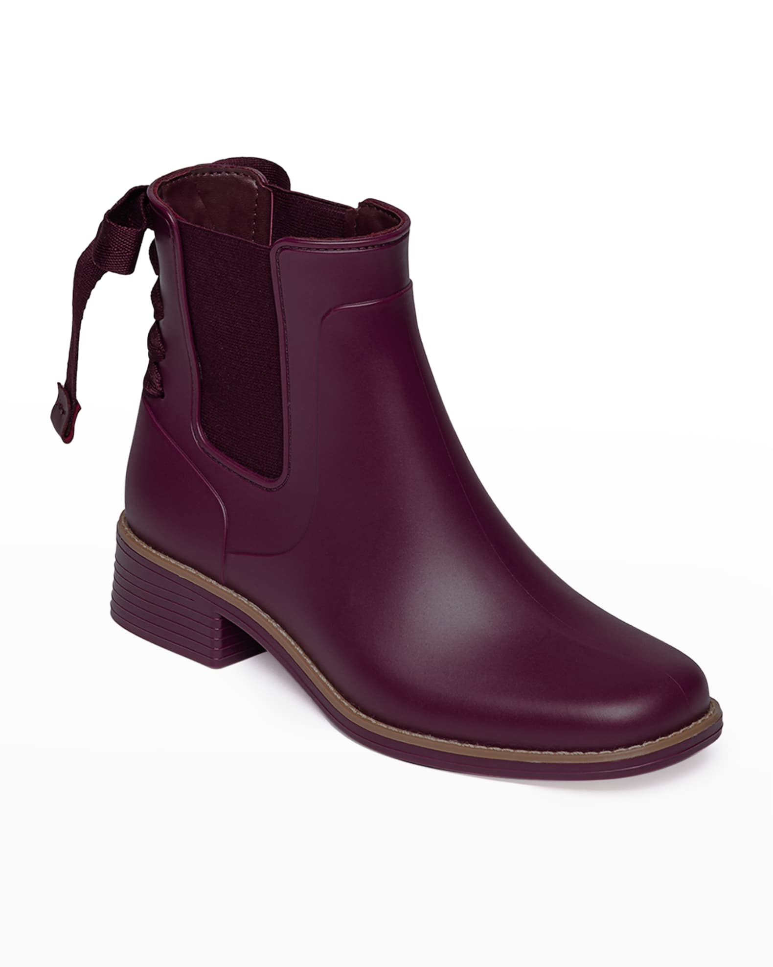 Bernardo Briton Lace-Up Rubber Rain Booties | Neiman Marcus