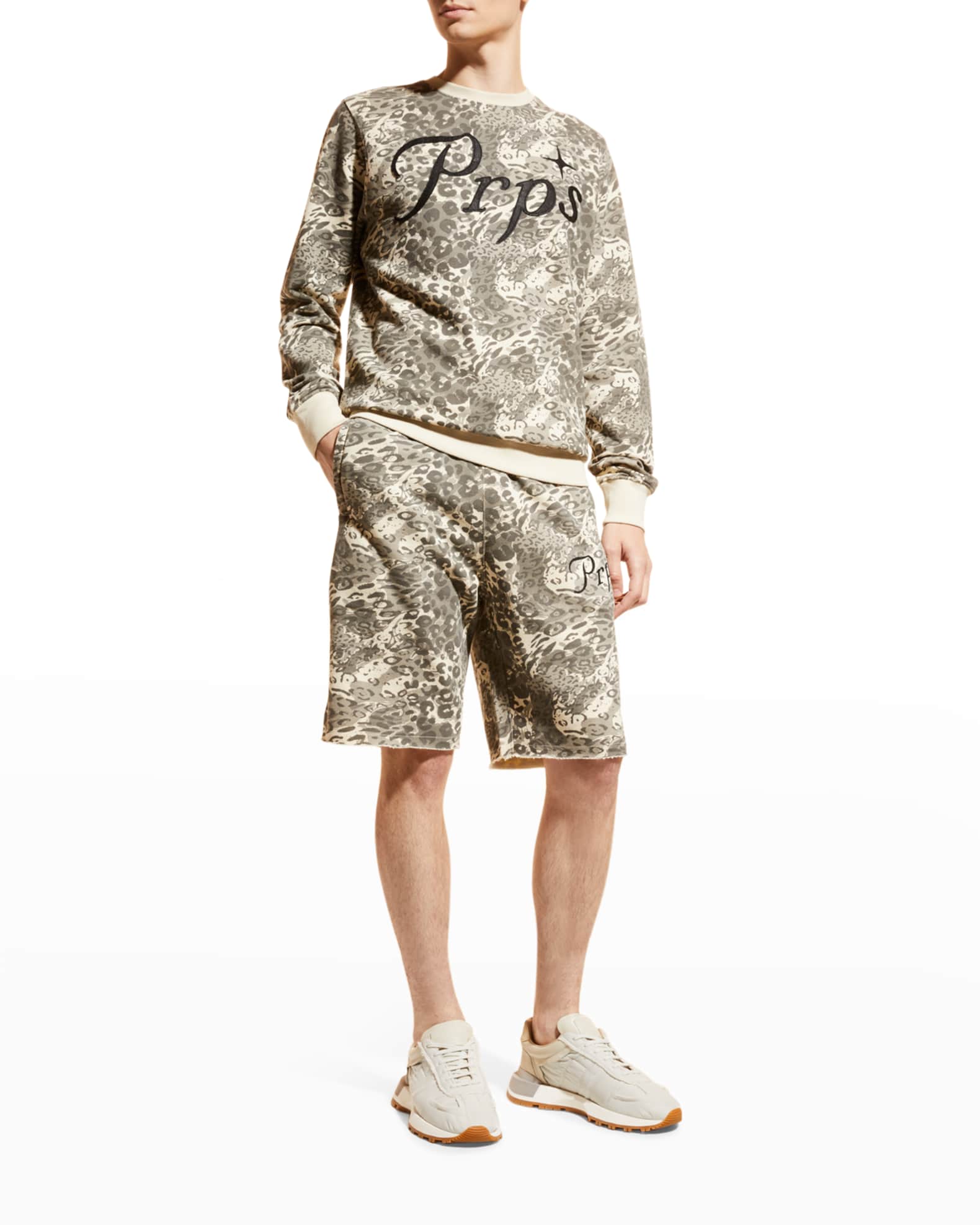 PRPS Men's Leopard-Print Sweat Shorts | Neiman Marcus
