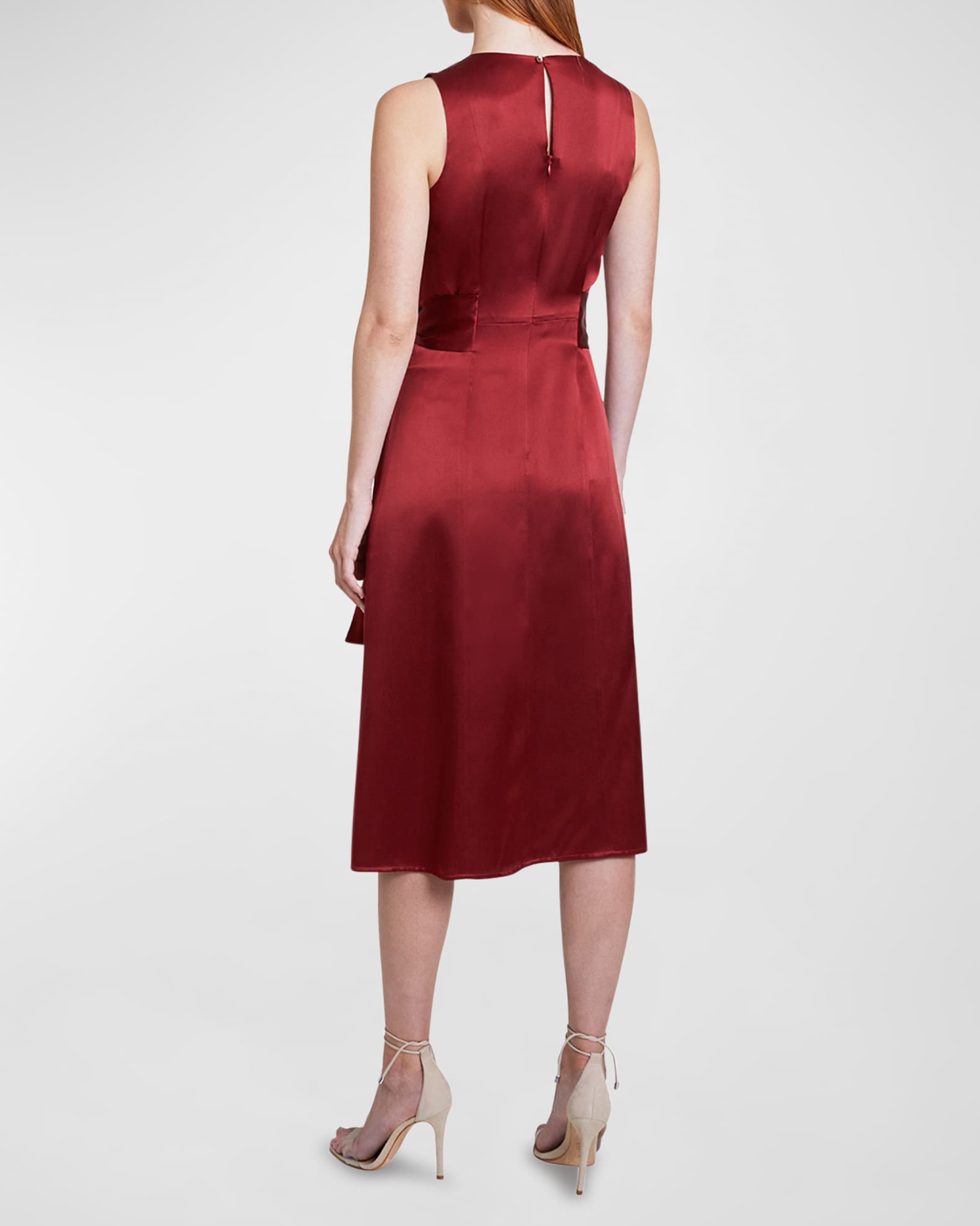 Santorelli Dorothy Sleeveless Charmeuse Midi Dress | Neiman Marcus