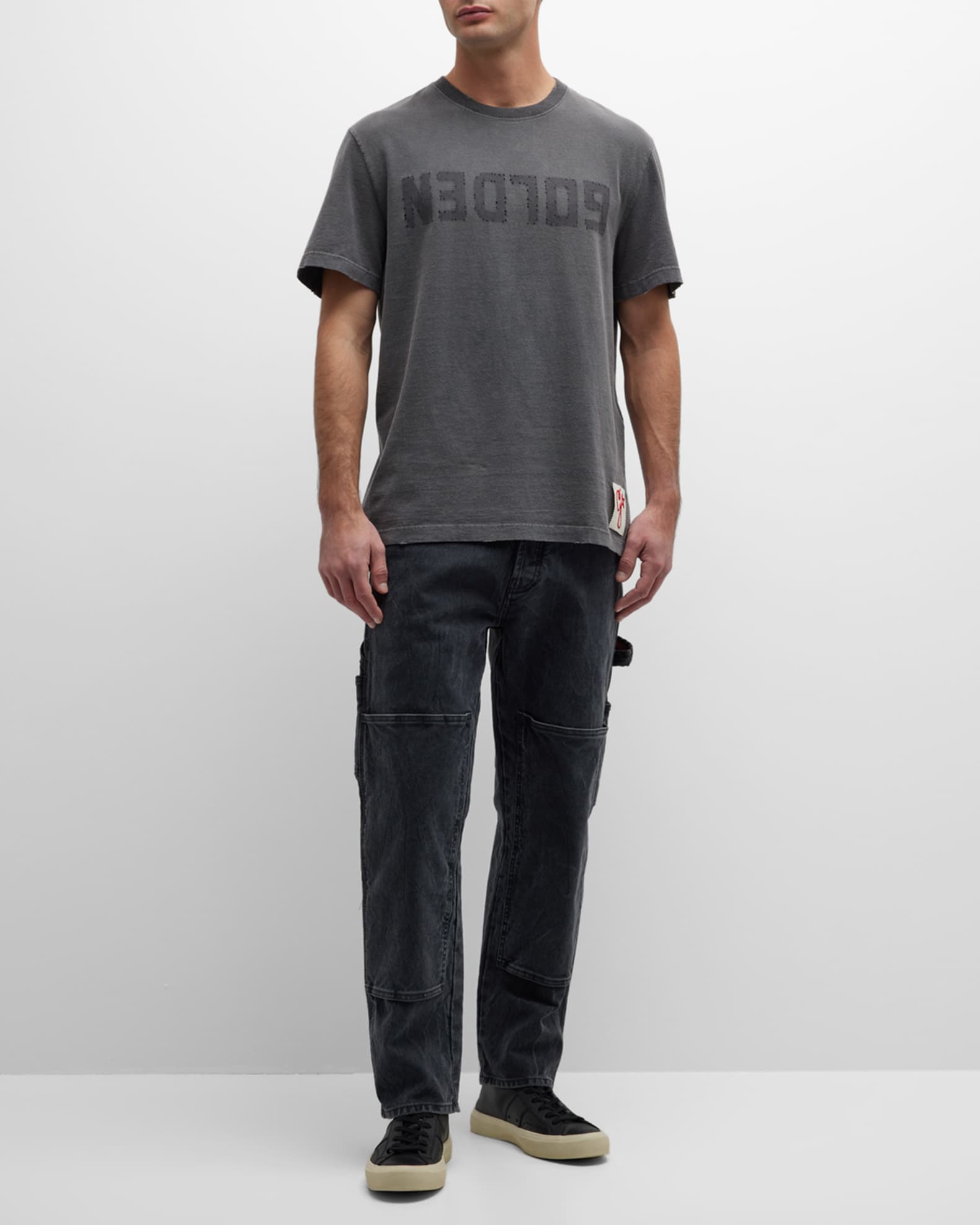 Golden Goose Men's Reverse Logo Distressed T-Shirt | Neiman Marcus