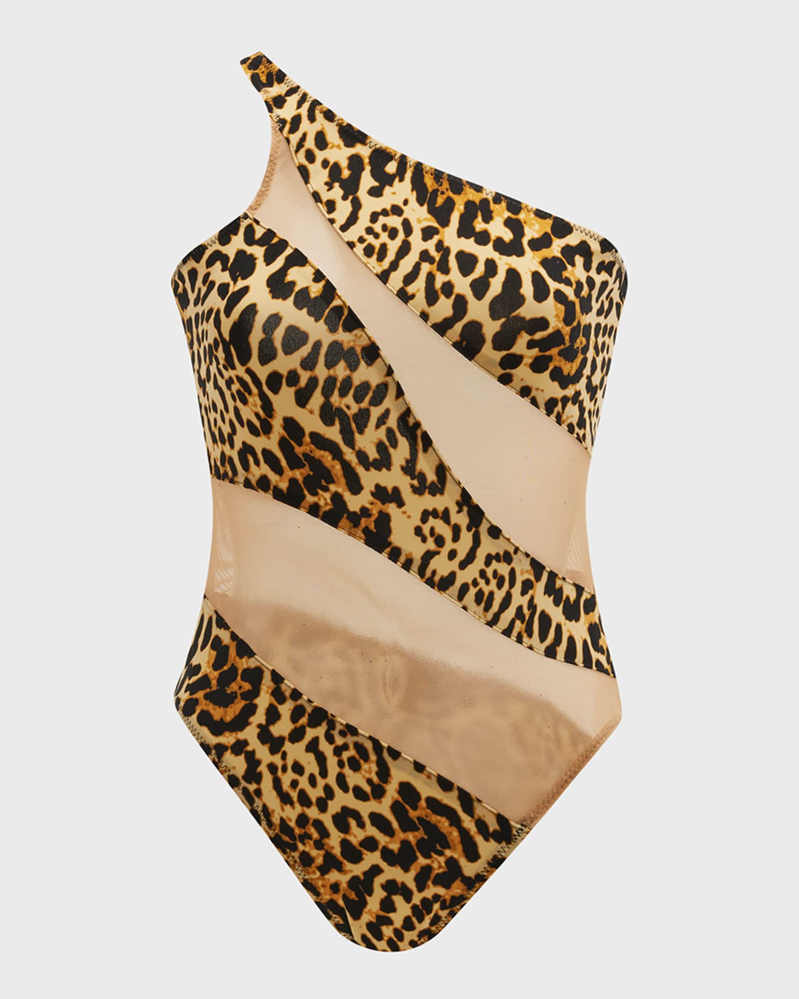 Norma Kamali Creamy Cat Snake Mesh Mio One-Piece Swimsuit | Neiman Marcus