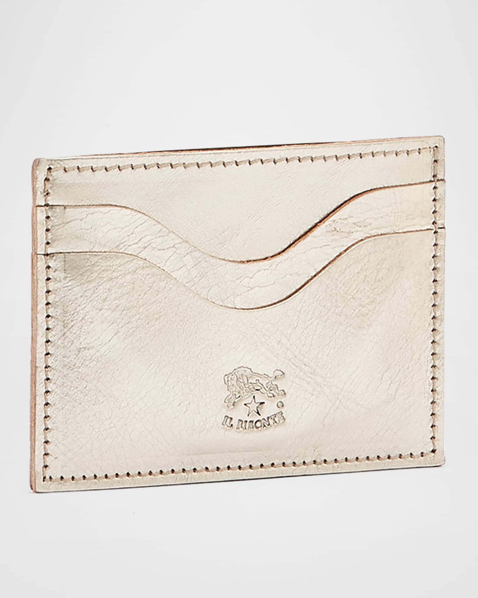 Il Bisonte Salina Metallic Leather Card Case | Neiman Marcus