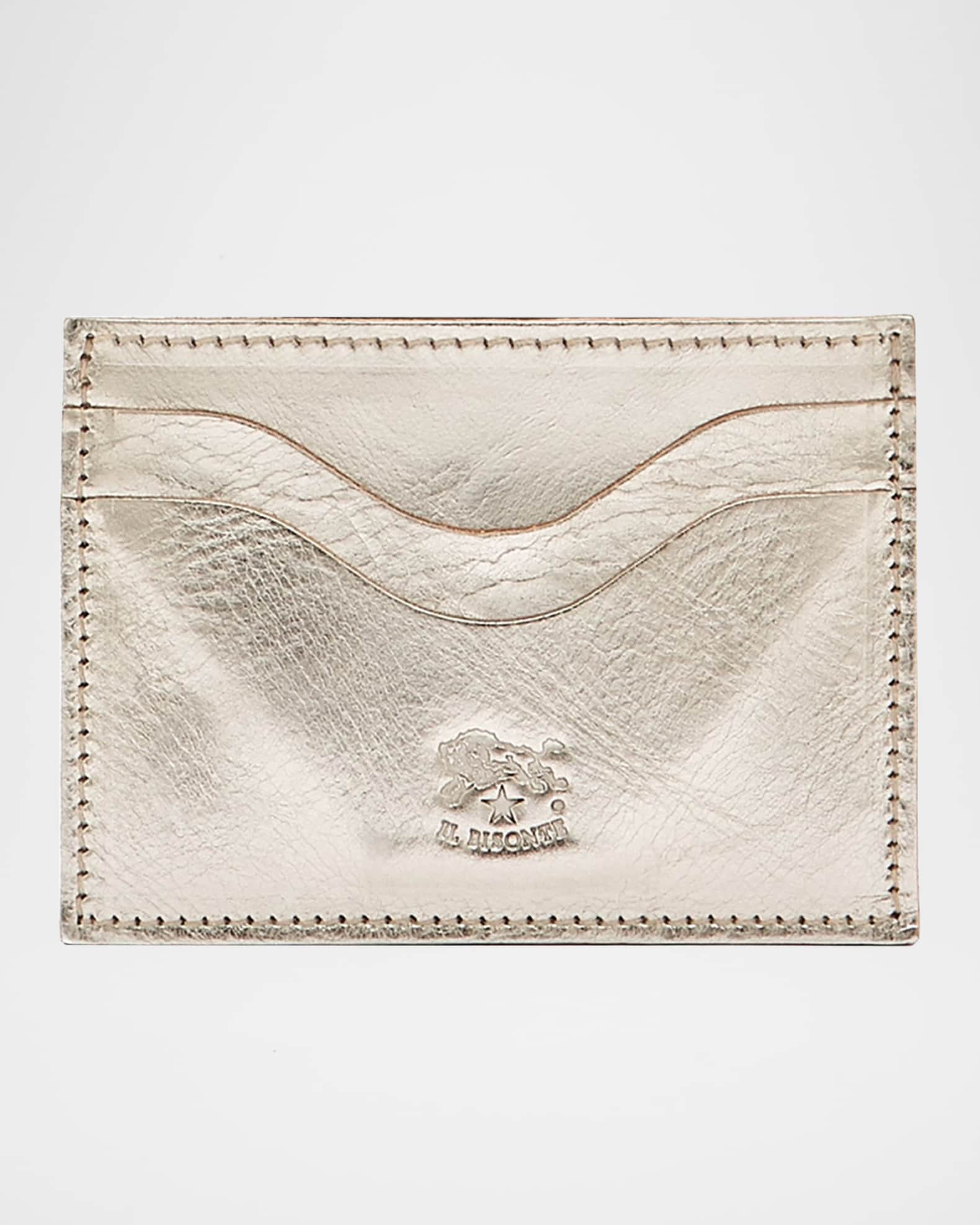 Il Bisonte Salina Metallic Leather Card Case | Neiman Marcus