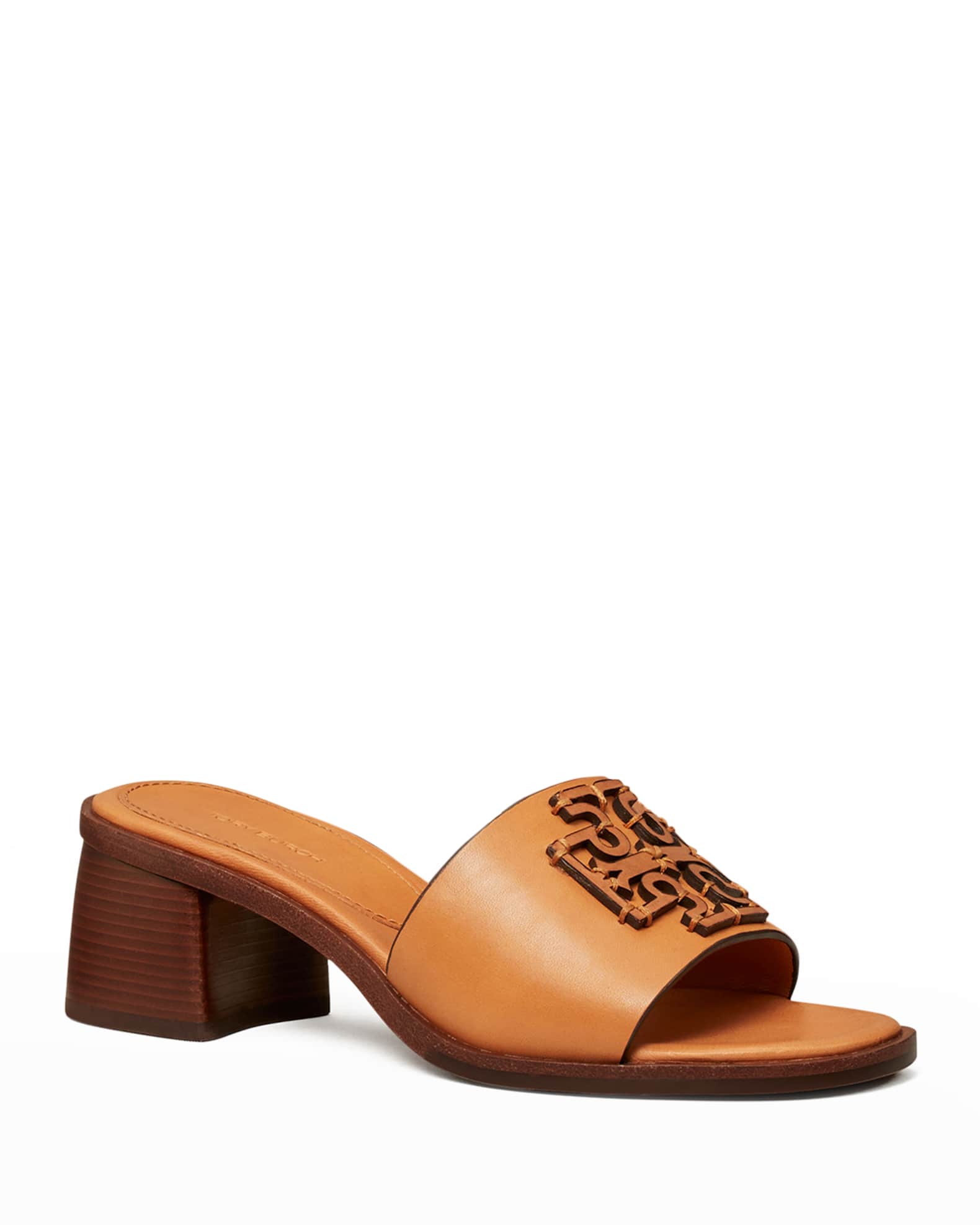 Tory Burch Ines Leather Medallion Heeled Sandals | Neiman Marcus