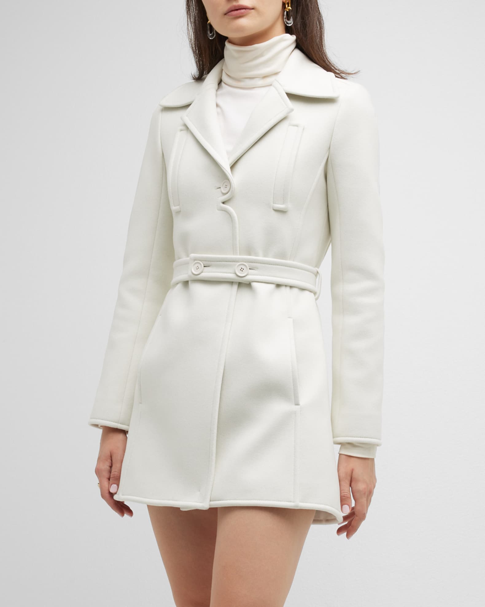 Courreges Heritage Belted Brushed-Wool Coat | Neiman Marcus