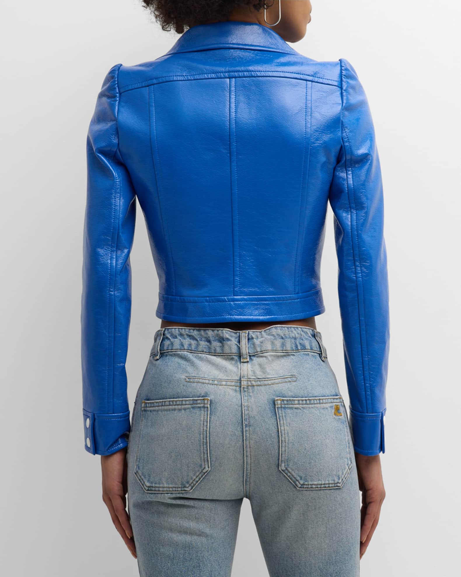 Textured Vinyl Crop Jacket | Neiman Marcus