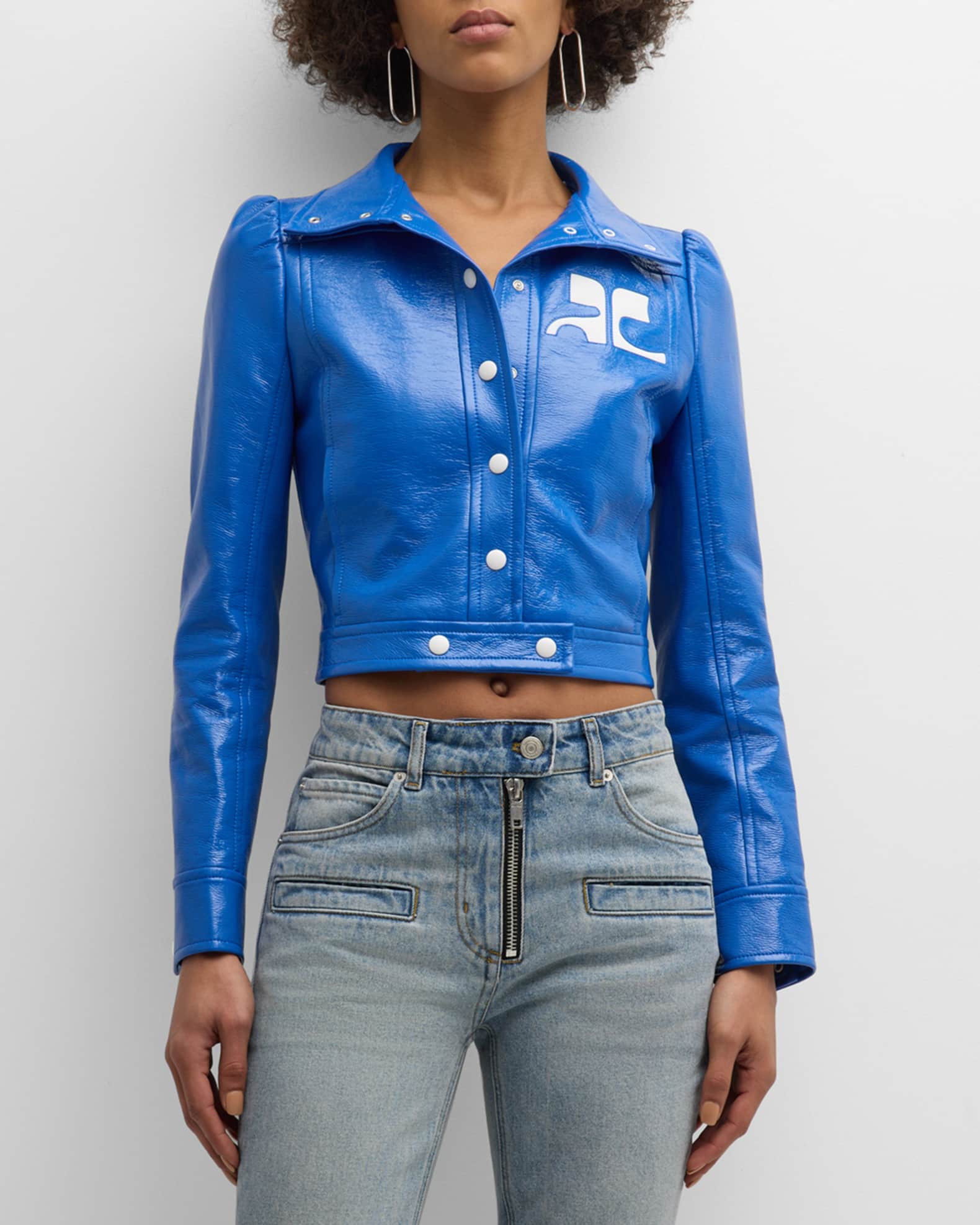 Textured Vinyl Crop Jacket | Neiman Marcus