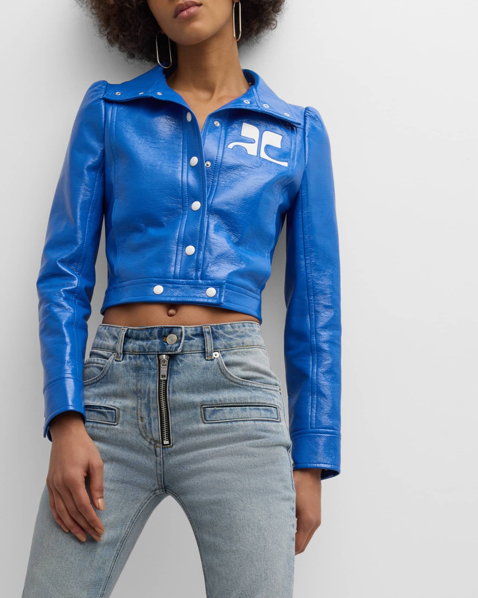 Textured Vinyl Crop Jacket | Neiman Marcus