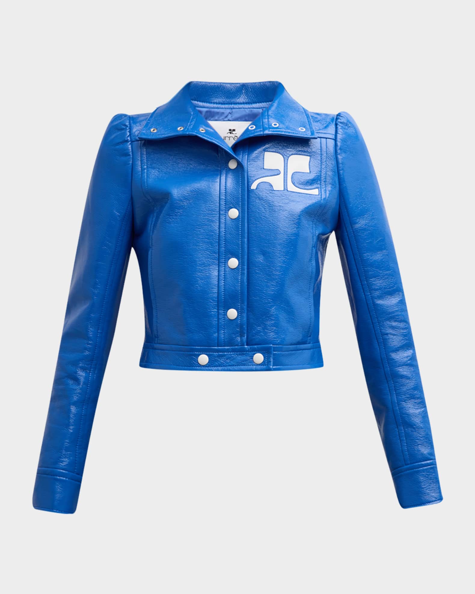 Courreges Textured Vinyl Crop Jacket | Neiman Marcus