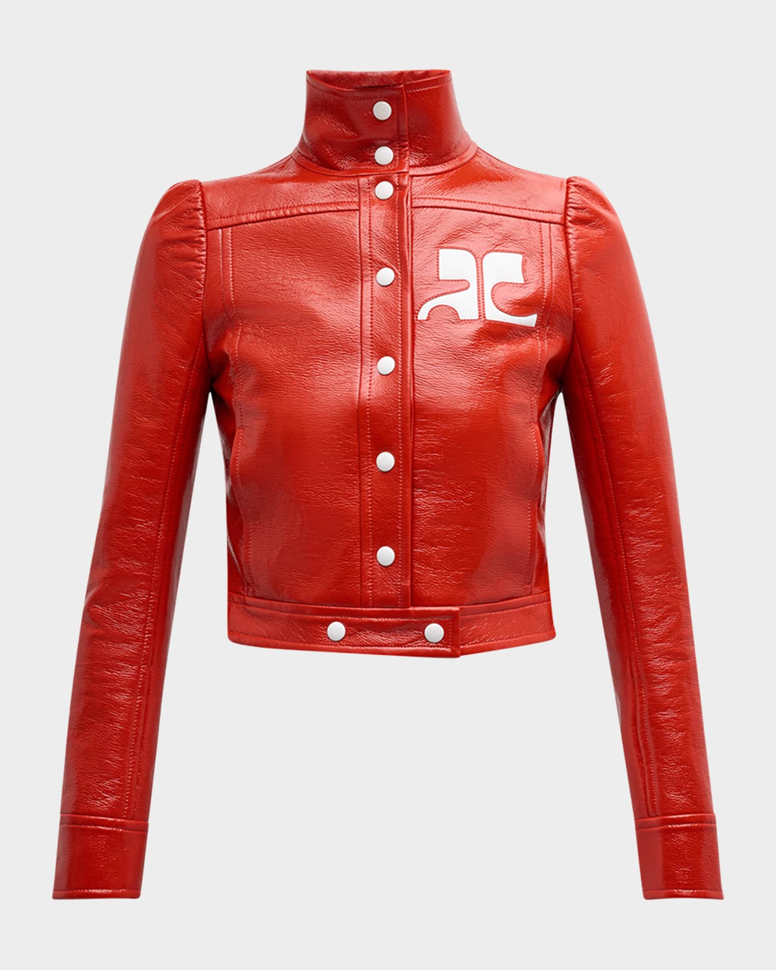 Courreges Textured Vinyl Crop Jacket | Neiman Marcus
