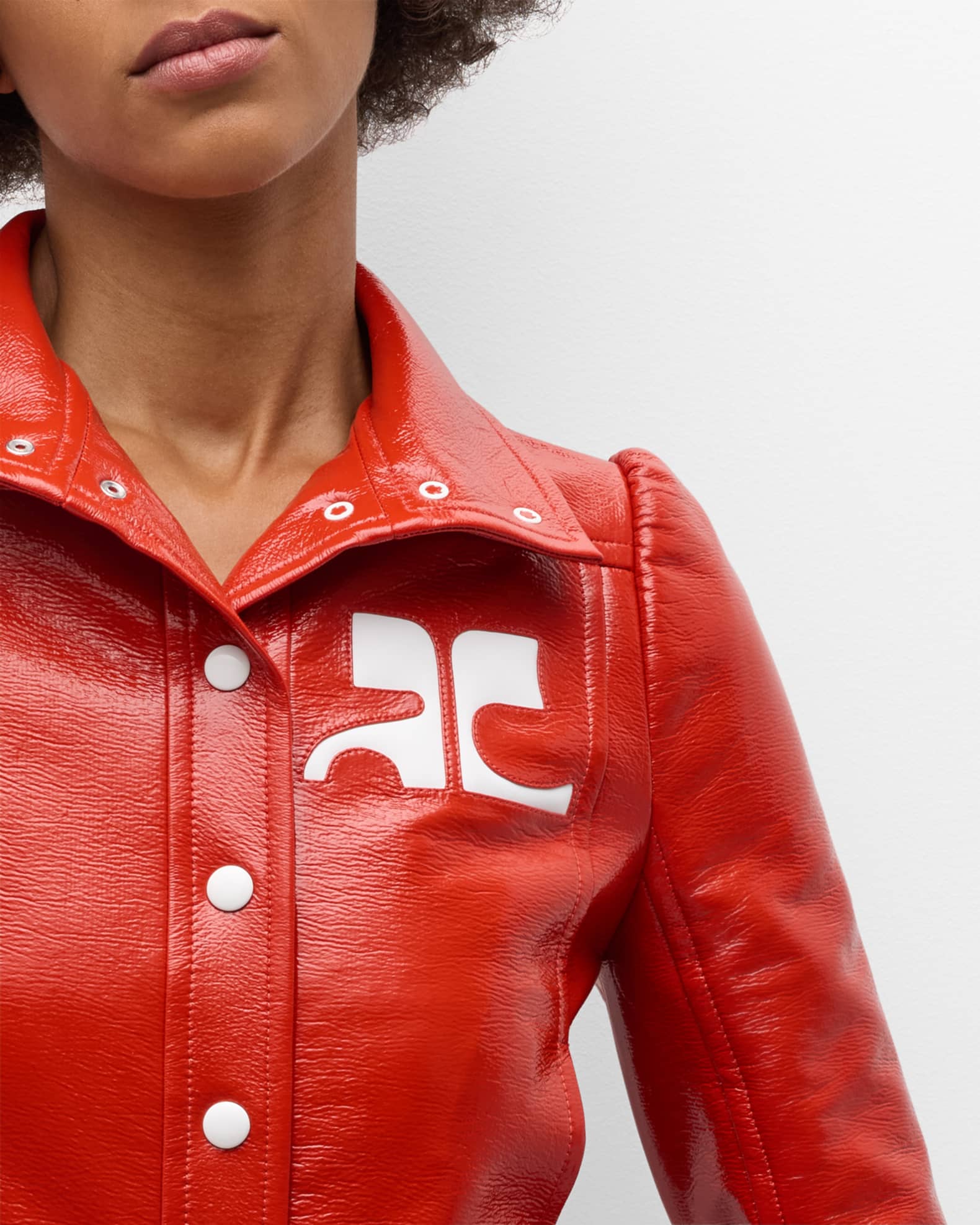 Courreges Textured Vinyl Crop Jacket | Neiman Marcus