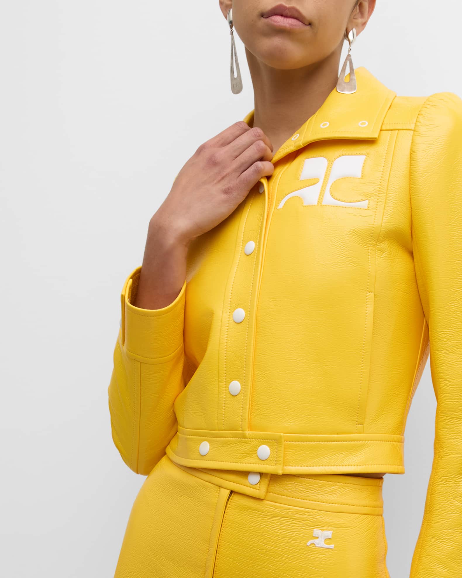 Courreges Textured Vinyl Crop Jacket | Neiman Marcus