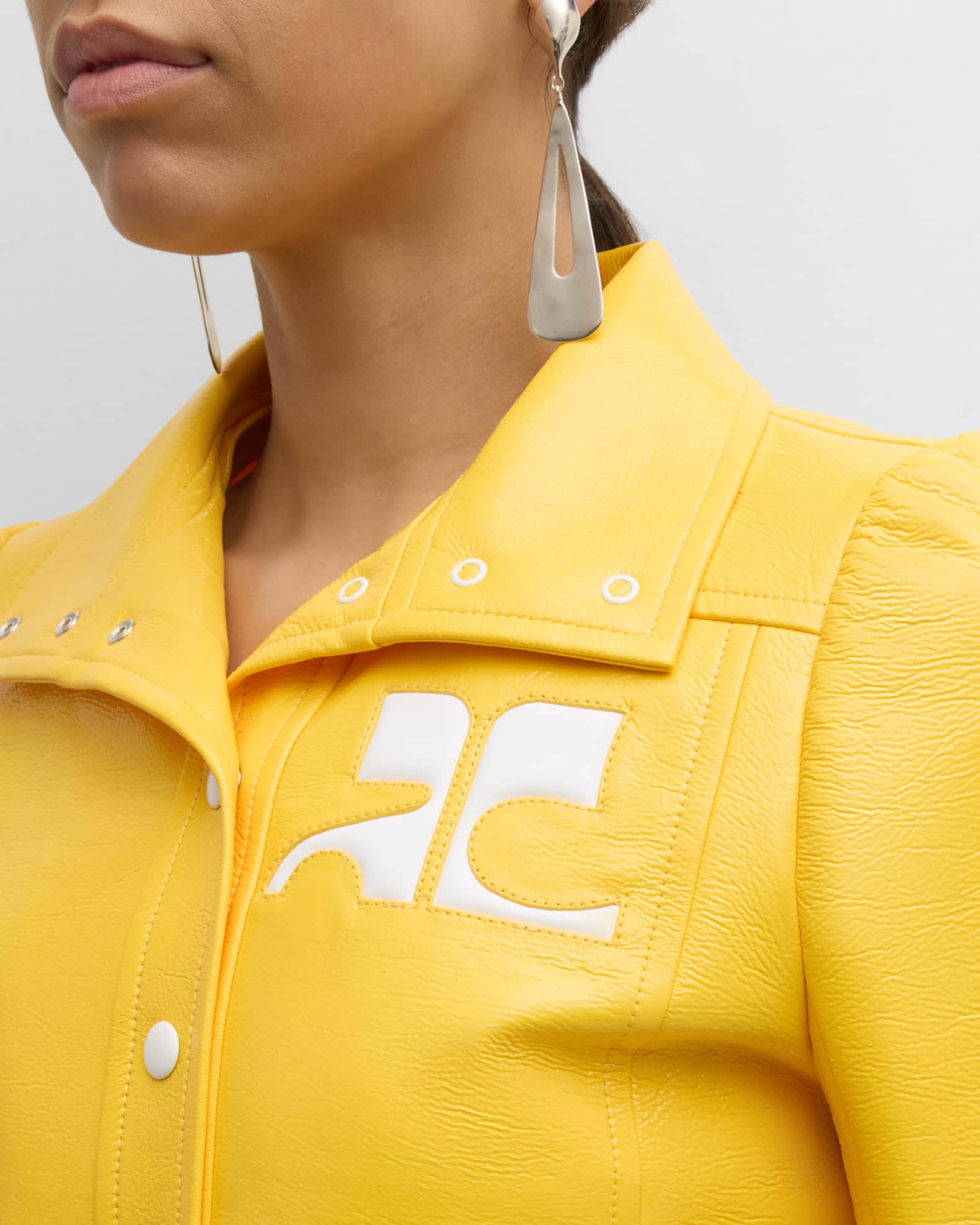 Courreges Textured Vinyl Crop Jacket | Neiman Marcus