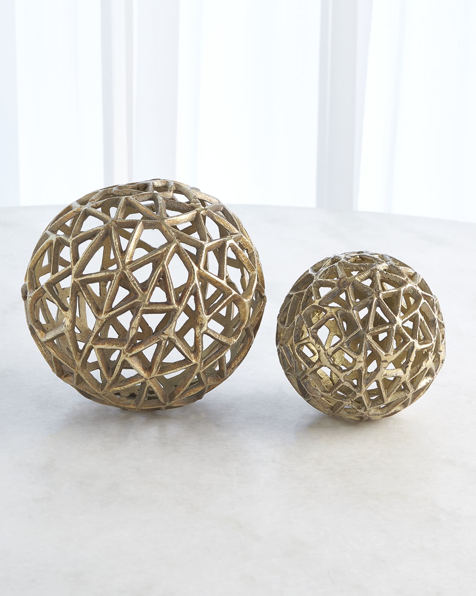Global Views Jali Ball Large Decorative Accent, Antique Brass | Neiman ...