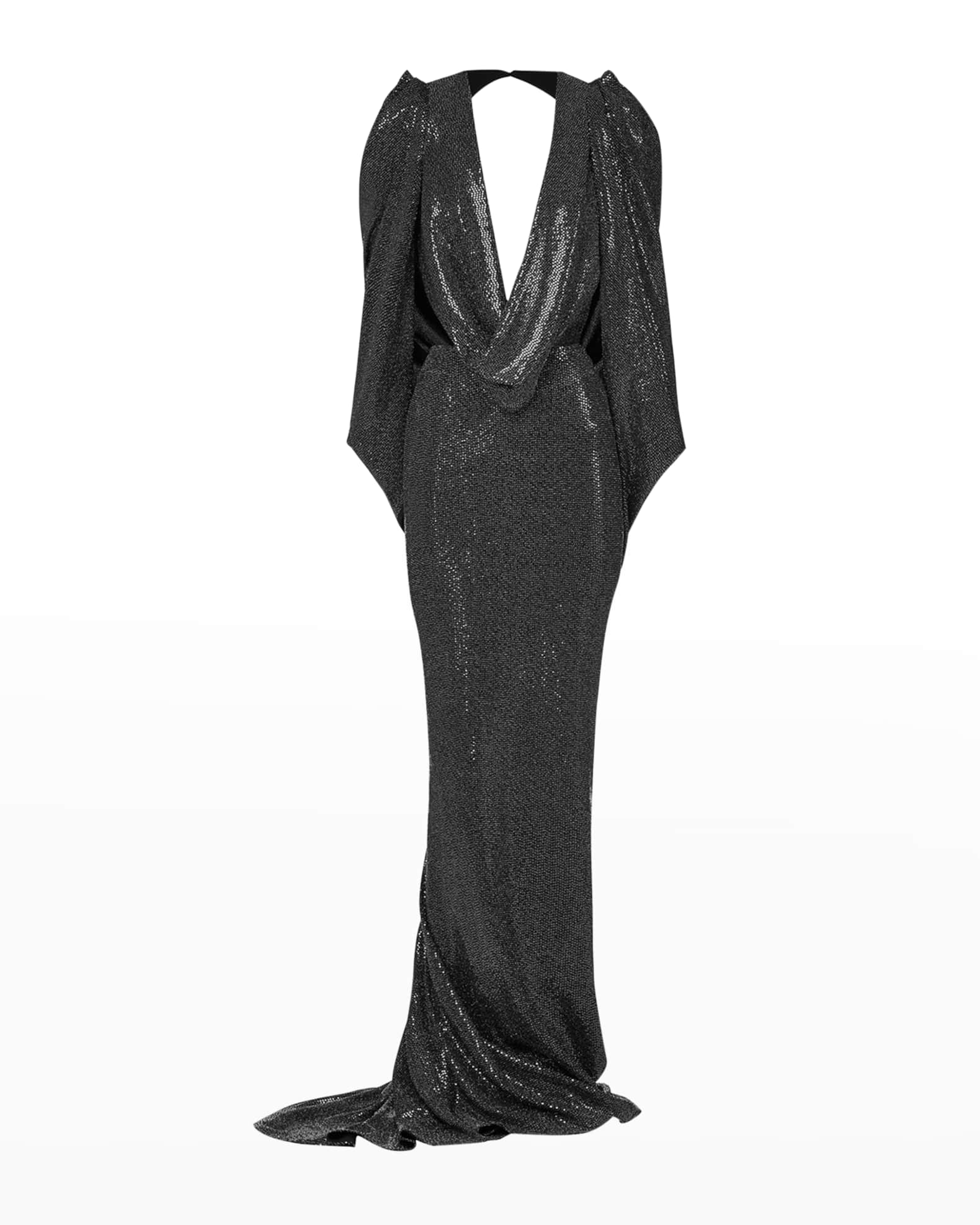 Maticevski Modality Draped Cape Metallic Gown | Neiman Marcus