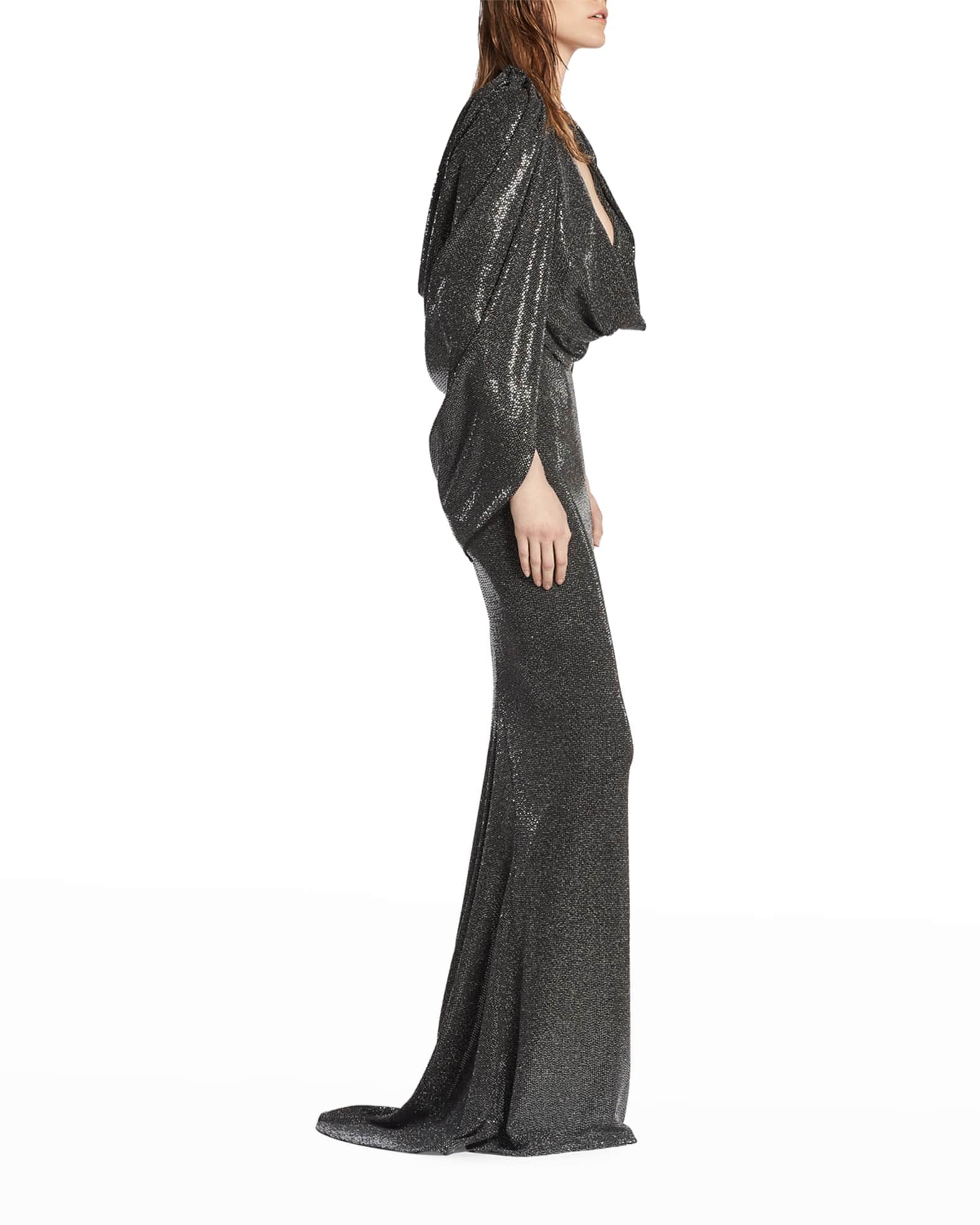 Maticevski Modality Draped Cape Metallic Gown | Neiman Marcus